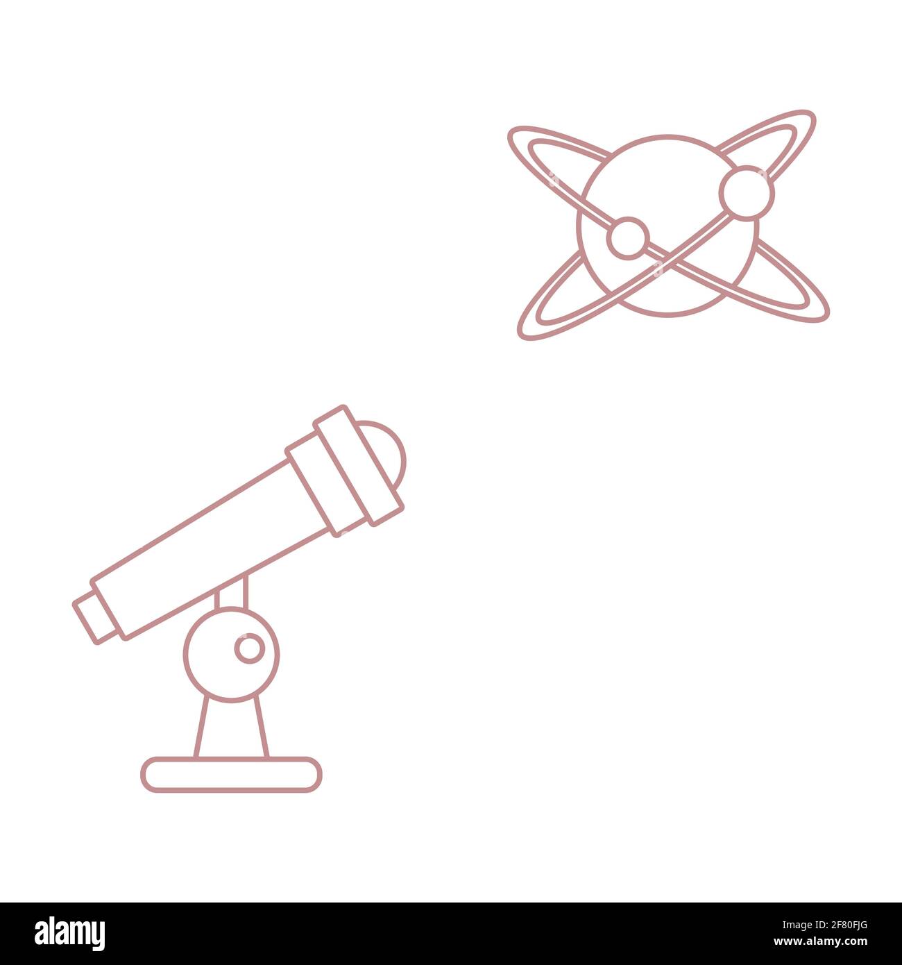 Simple Vector illustration with telescope, planet. Space exploration ...