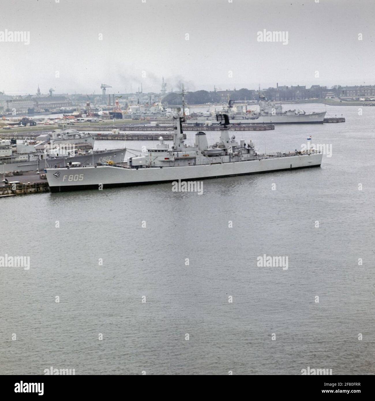 SPEYK CLASS FREGAT HR.MS. Van Nes (1967-1987) in the port of Den Helder ...
