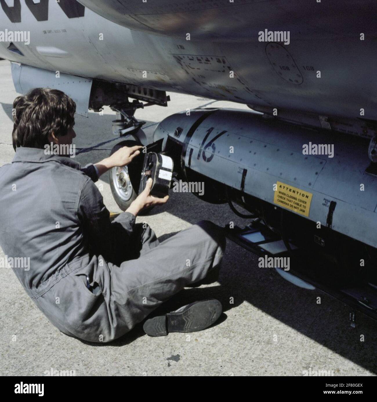 Changing Casettes of the Orpheus Pod under a Lockheed F-104G ...