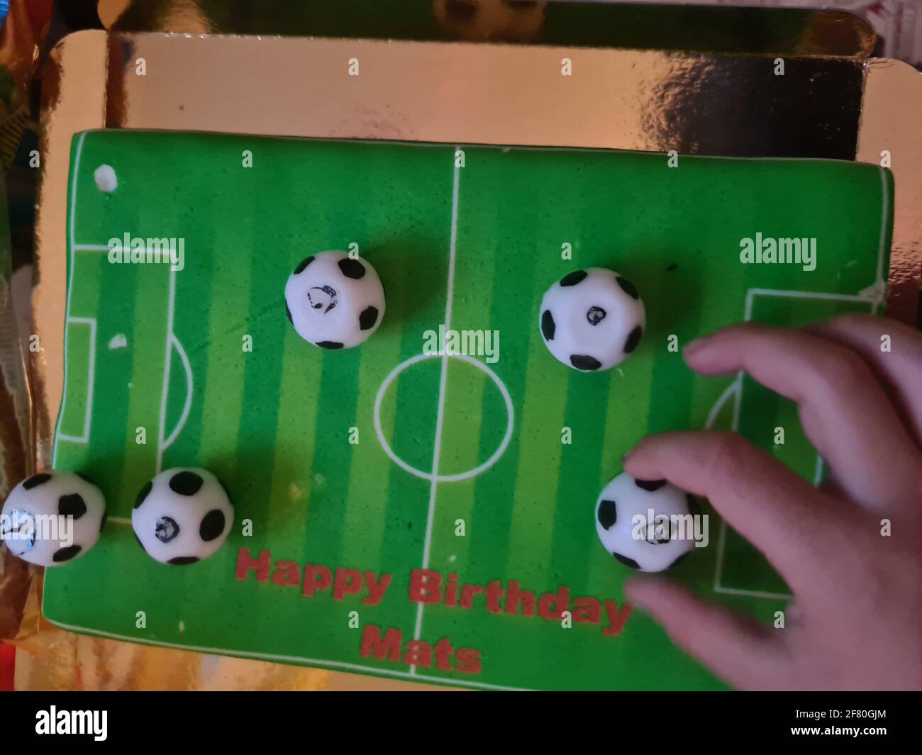 Funny and lovely sporty birthday cake. Design with the soccer field ...