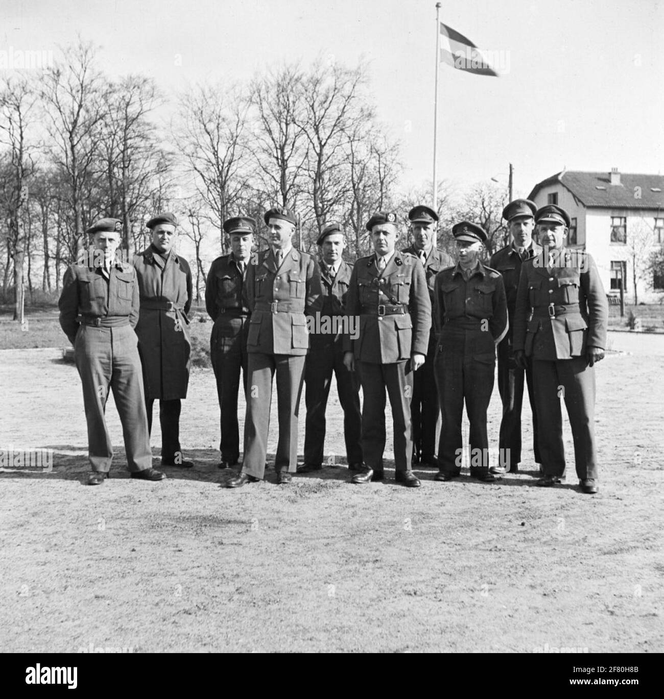 Selection officers collected at the entrance of a military complex ...