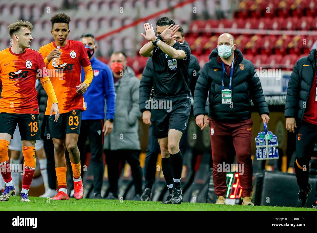 ISTANBUL, NETHERLANDS - APRIL 10: referee Ali Palabiyik during the ...