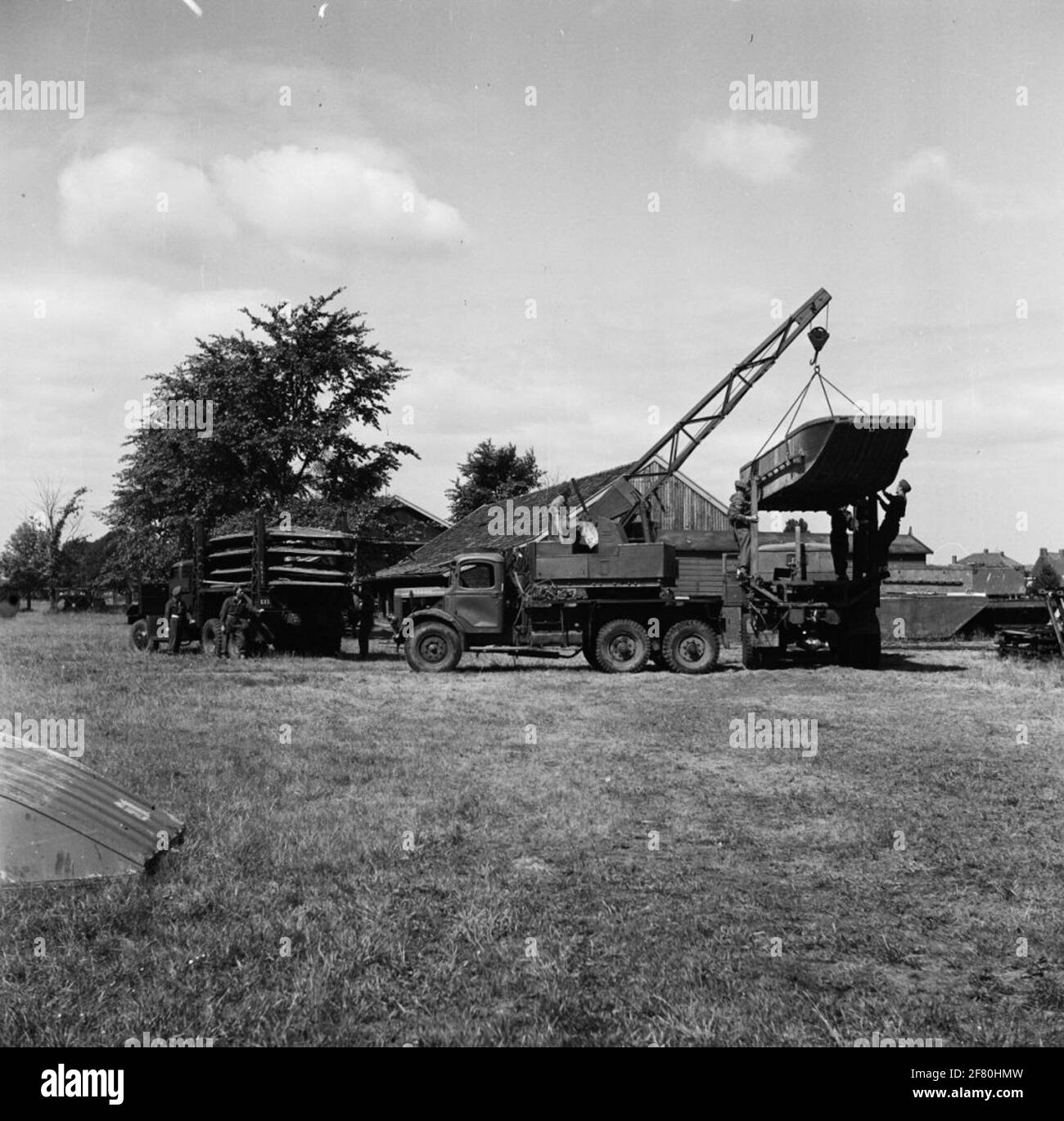 An Austin K6 3 tonner crane truck is deployed when moving a number of ...