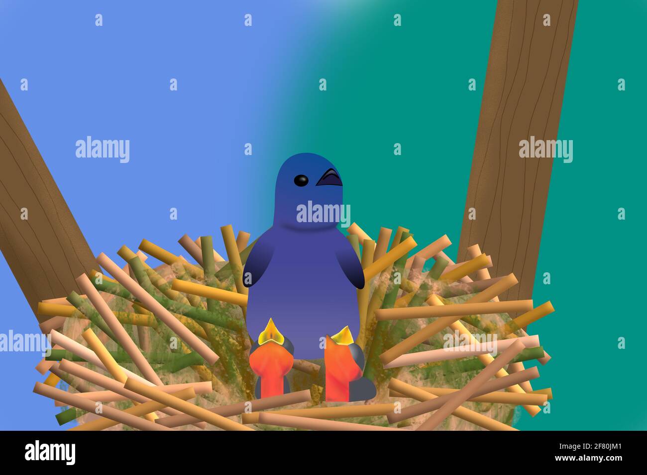 Blue bird family in their nest Stock Photo - Alamy
