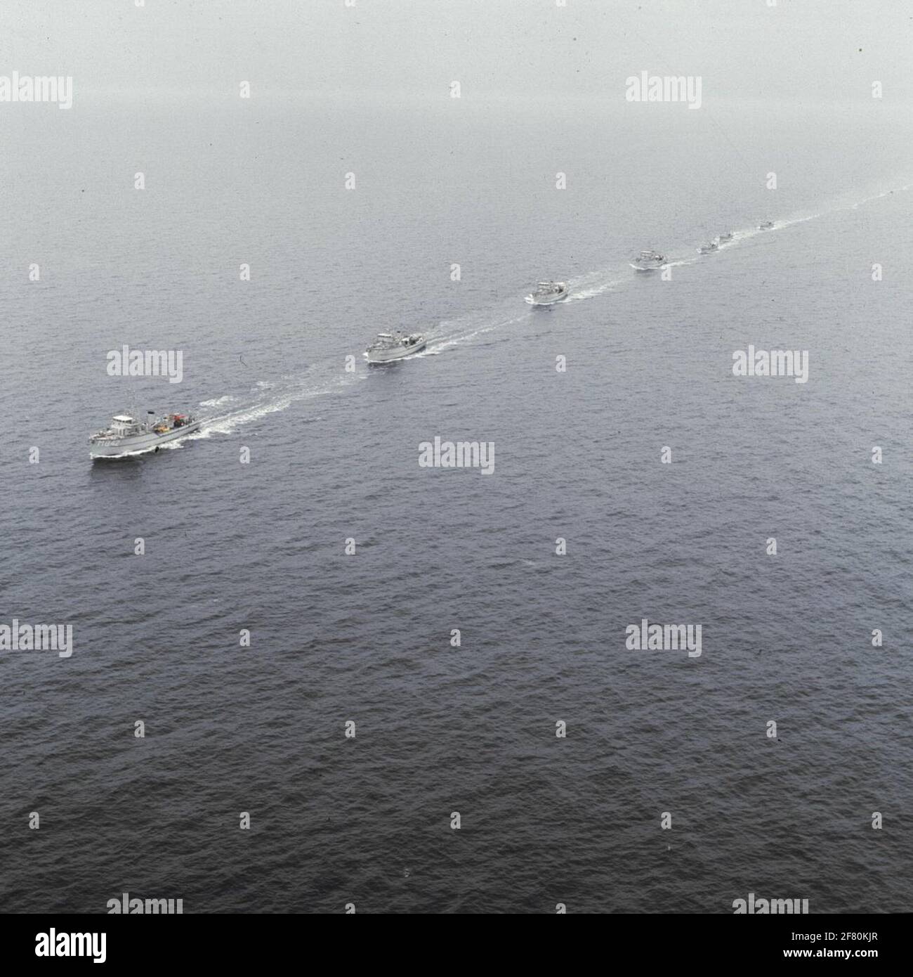 A mine sweeping flotal in Kiellinie in action Stock Photo - Alamy