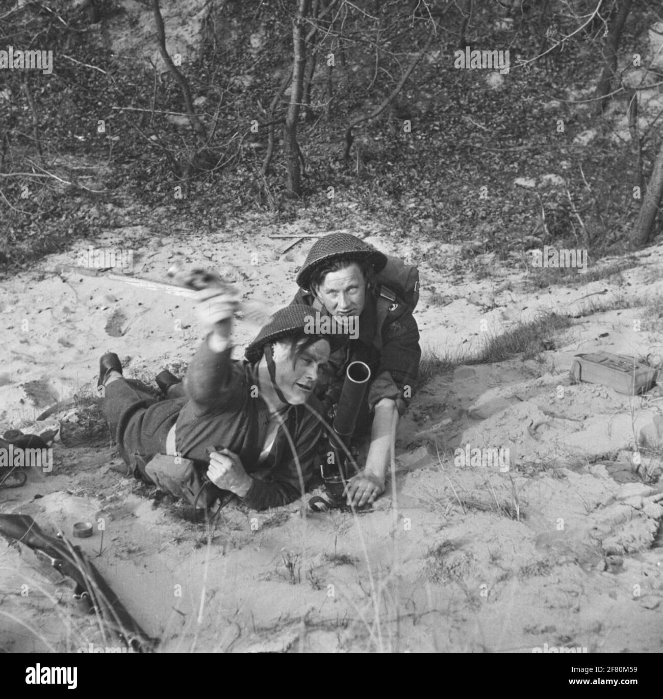 Loading a mortar 2 inch Stock Photo - Alamy