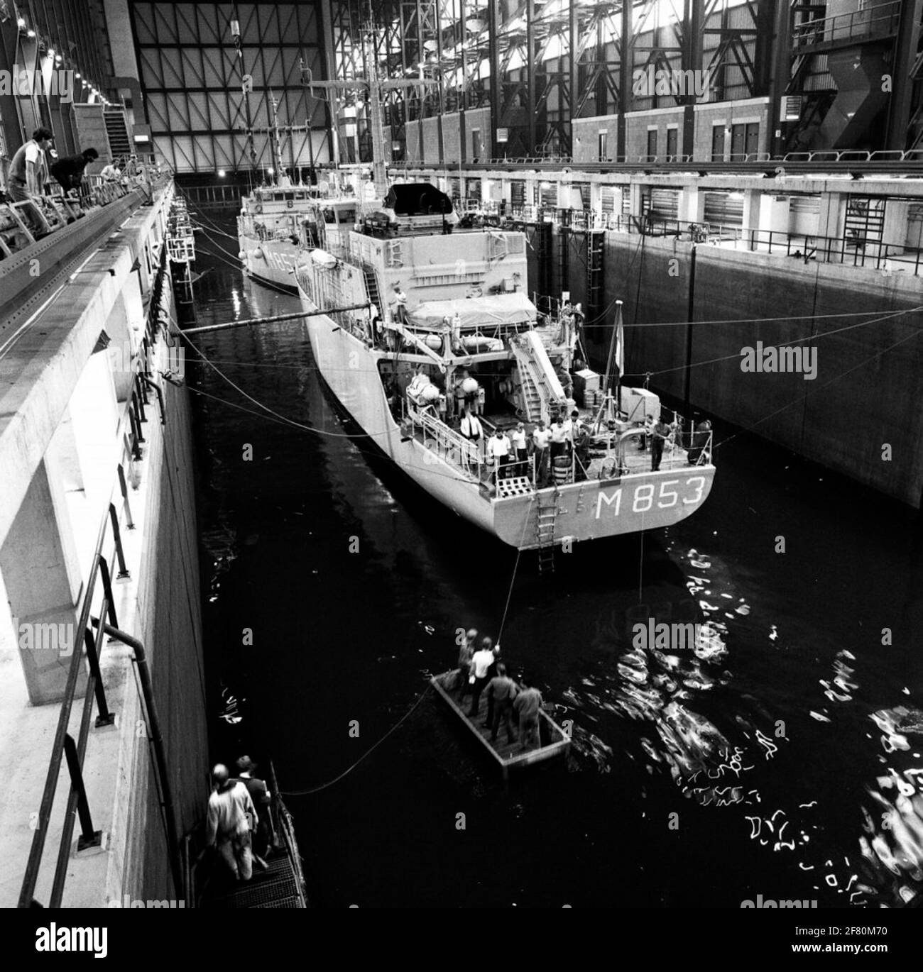 Joint docking two mines hunters. Hr.ms. Haarlem and Hr.Ms. Makkum ...