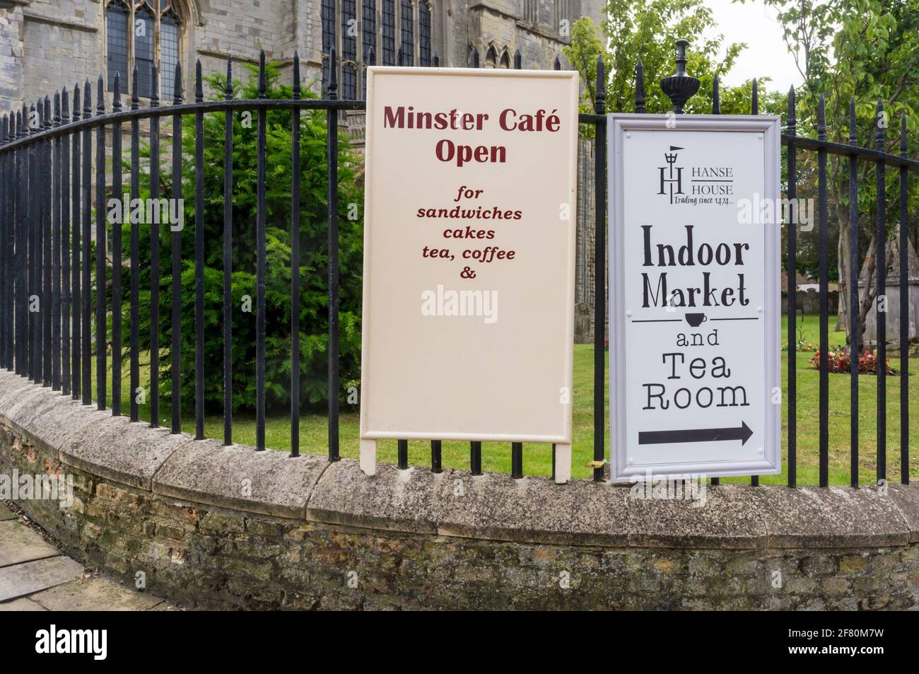 Minster Cafe open, Indoor Market & Tea Room signs on St Margaret's ...