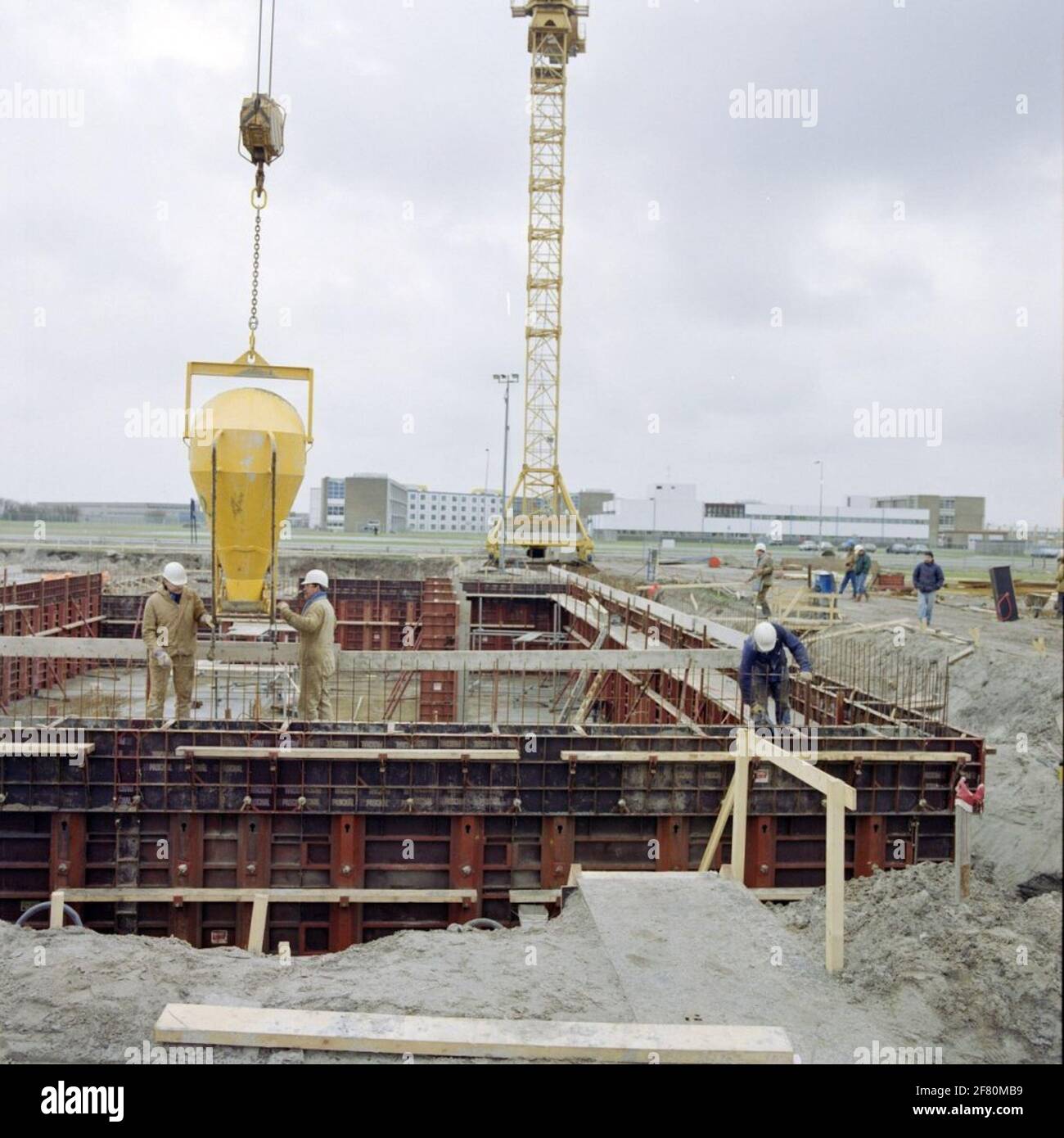 Pouring concrete for the new power / water plant for the new port in ...