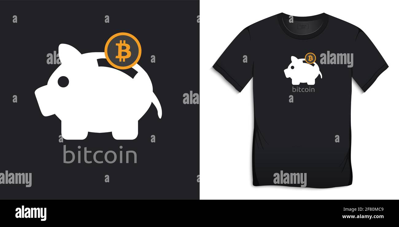 Bitcoin and saving piggy bank, cryptocurrent design for t-shirt vector ...