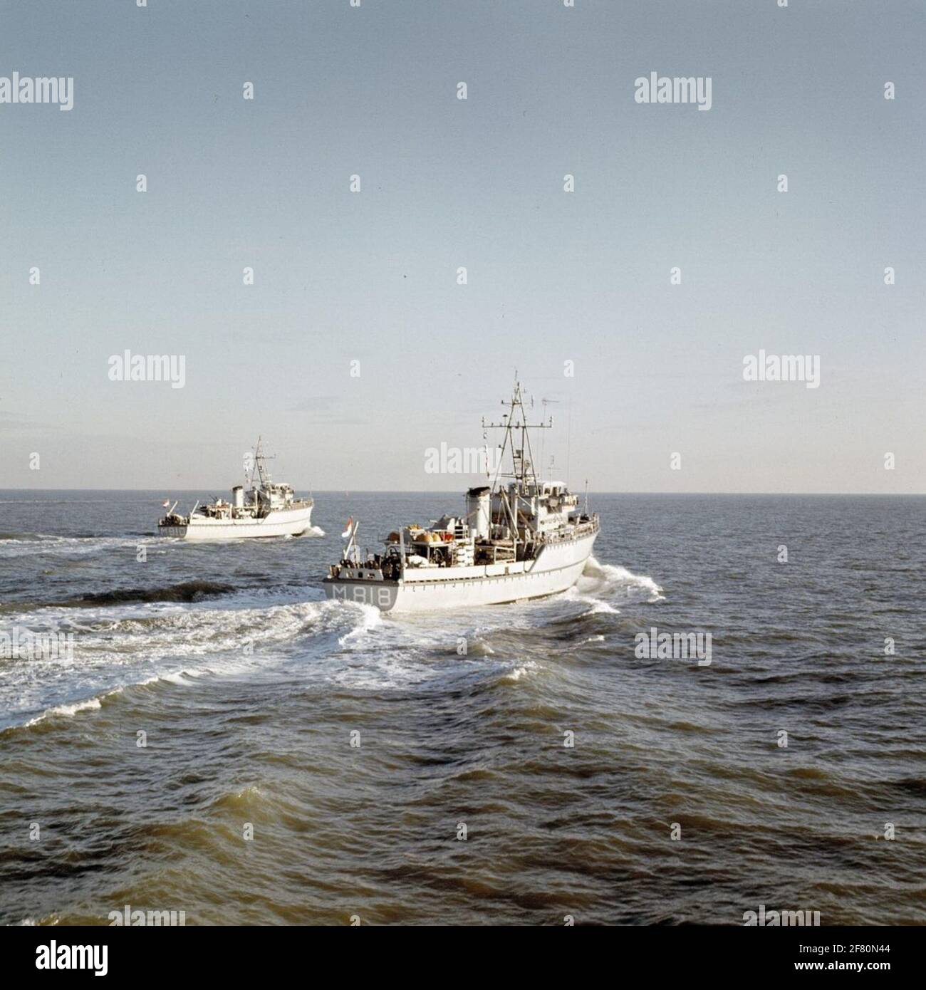 In a mine sweeper flotal, the coastal mine sweepers sail Hr.Ms. Drunen ...