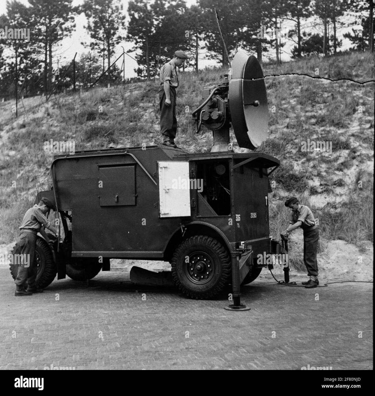 Fire lines radar AA 3MK7 is brought into position. This radar was used ...