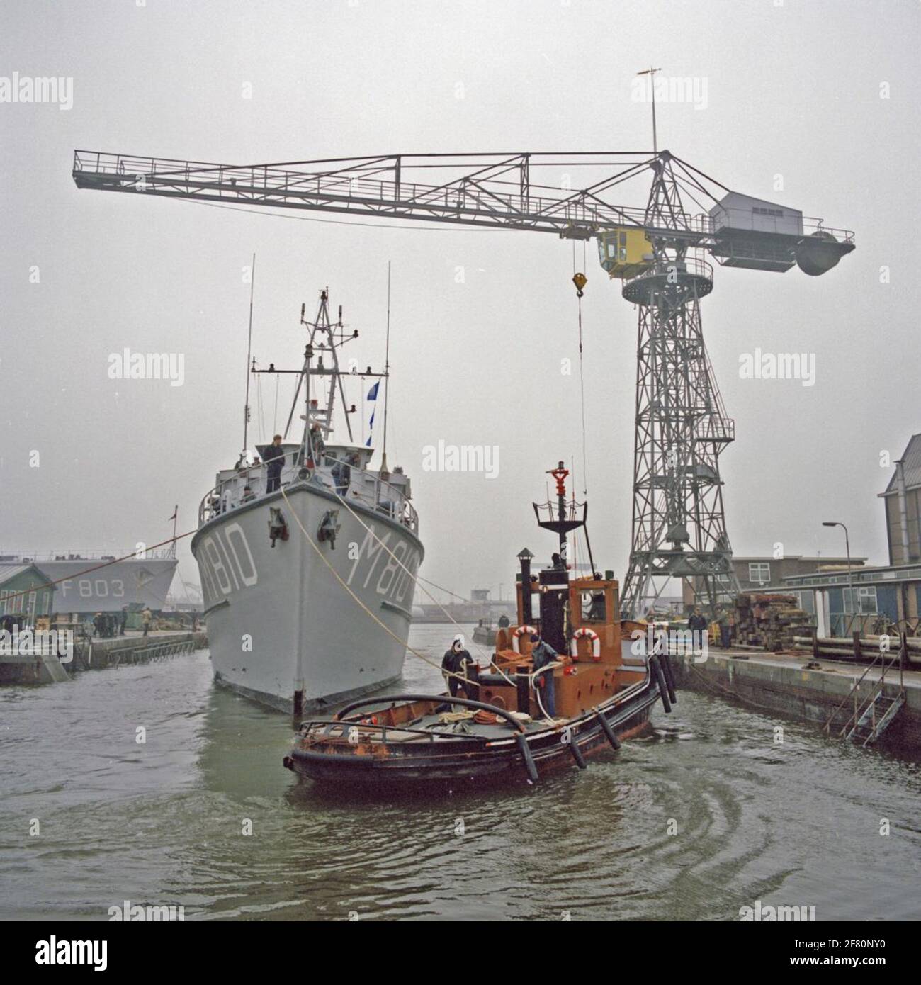 The coastal mine sweeper Hr.Ms. Abcoude (1956-1993) at the Rijkswerf ...