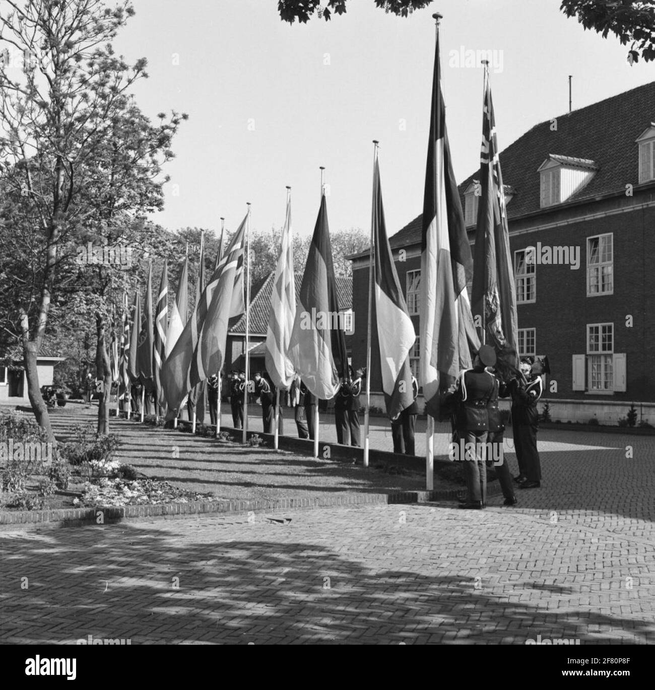 Flag parade during the NATO conference at the Headquarters Royal ...