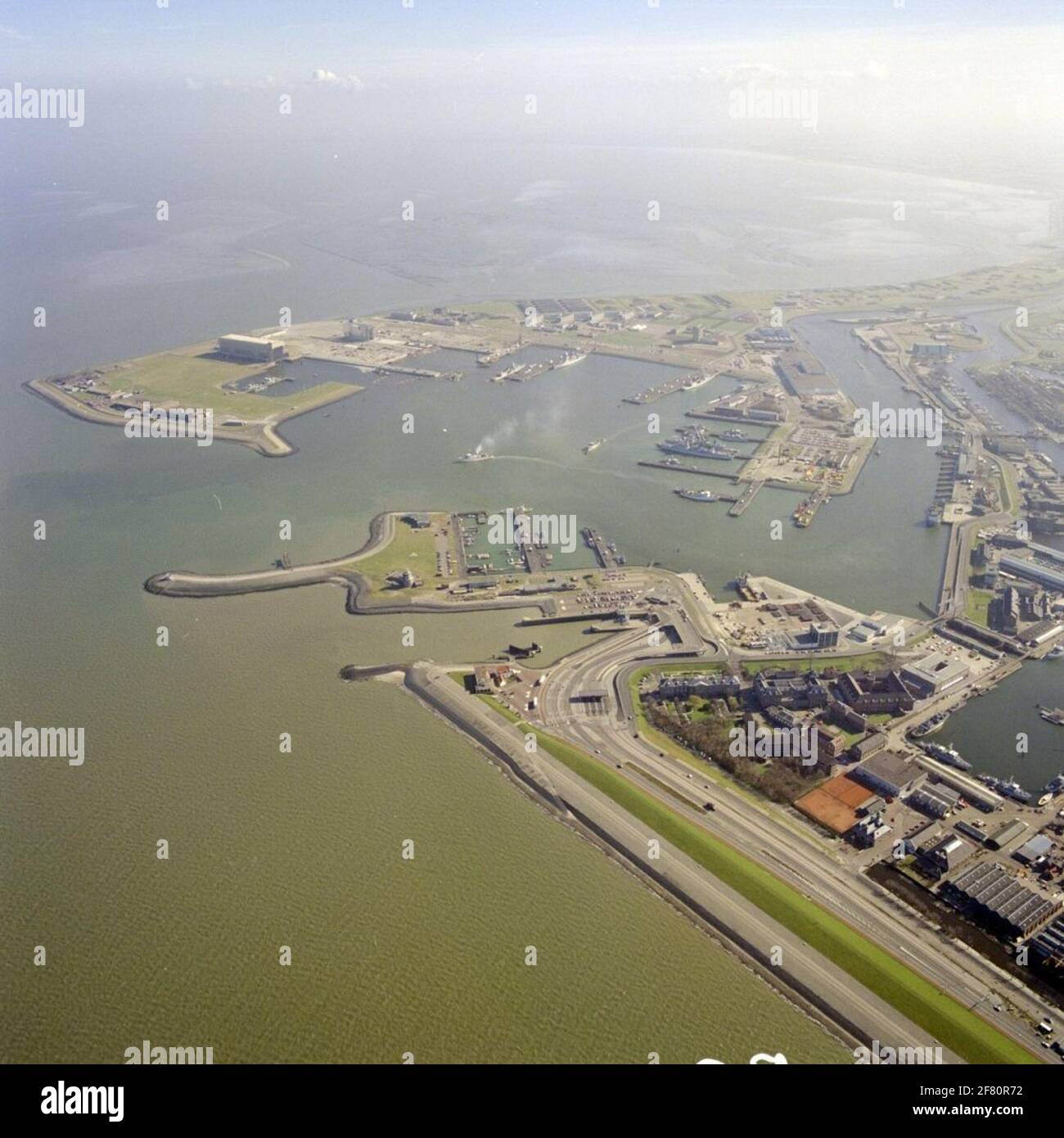 Aerial view of the port of Den Helder (March 1990 Stock Photo - Alamy
