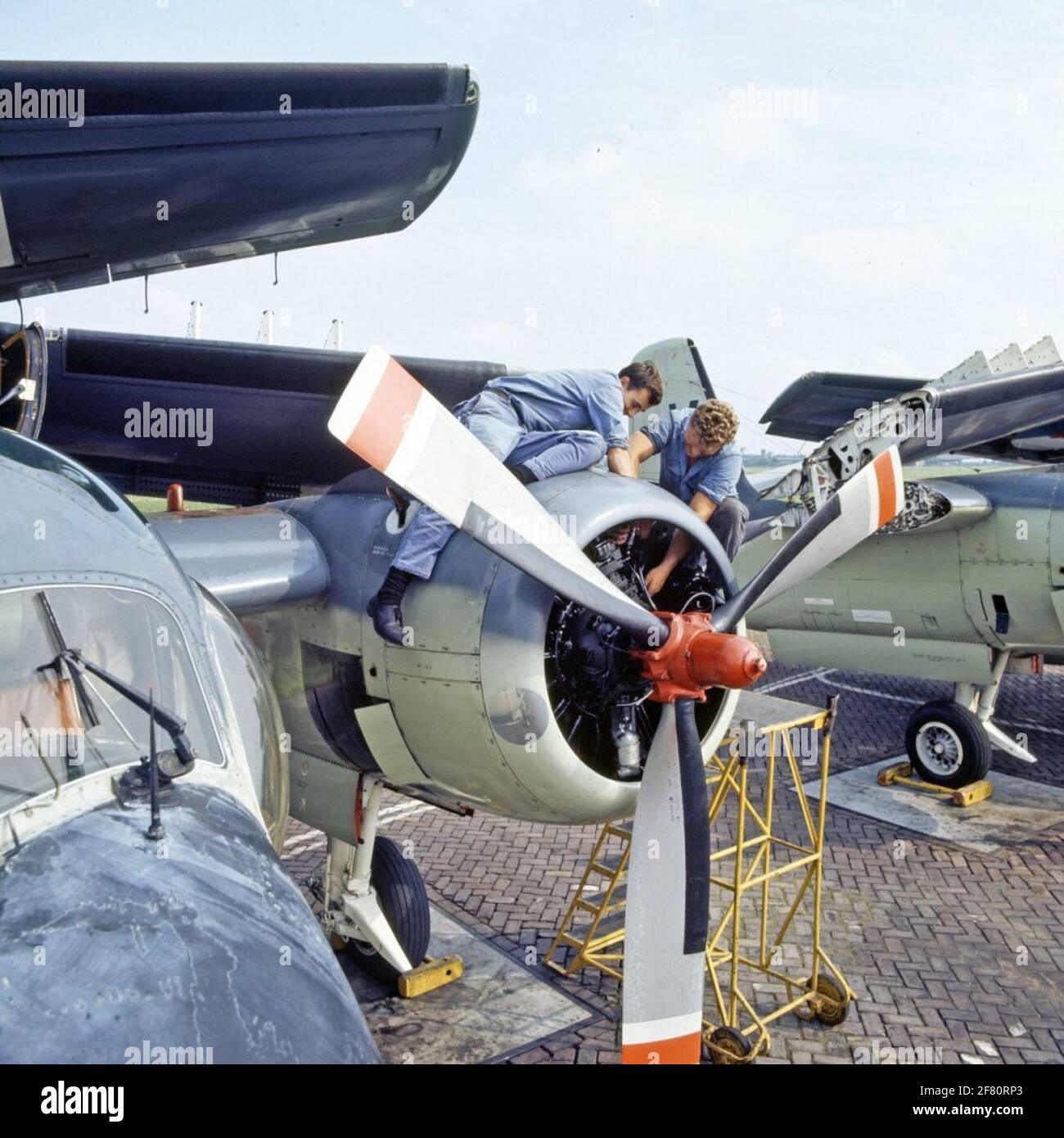 Maintenance of a Grumman S2F-1 (S-2A) Tracker Subdue boat control ...