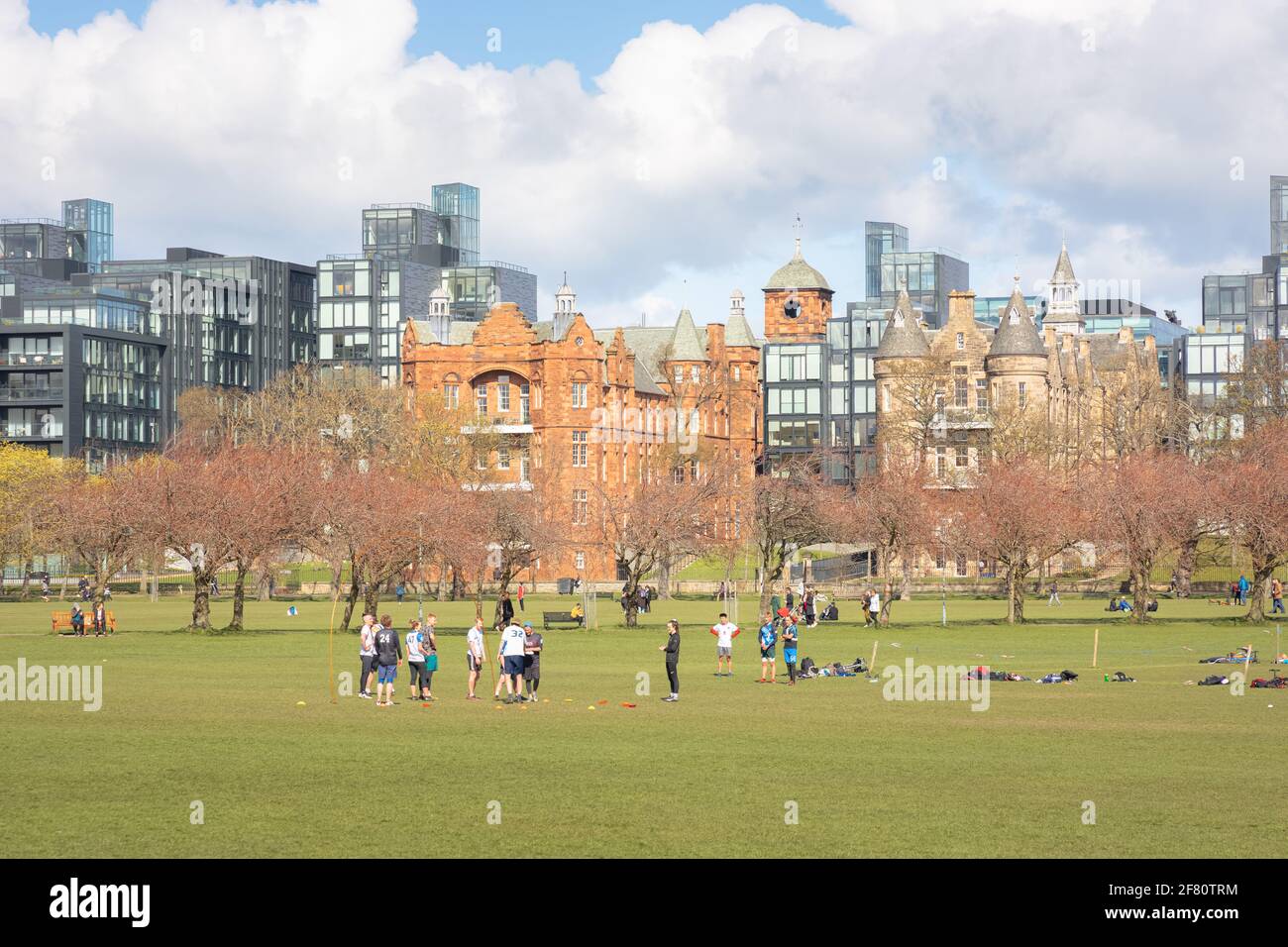 Edinburgh, Scotland - April 10 2021: Sunny day outdoor recreation at ...