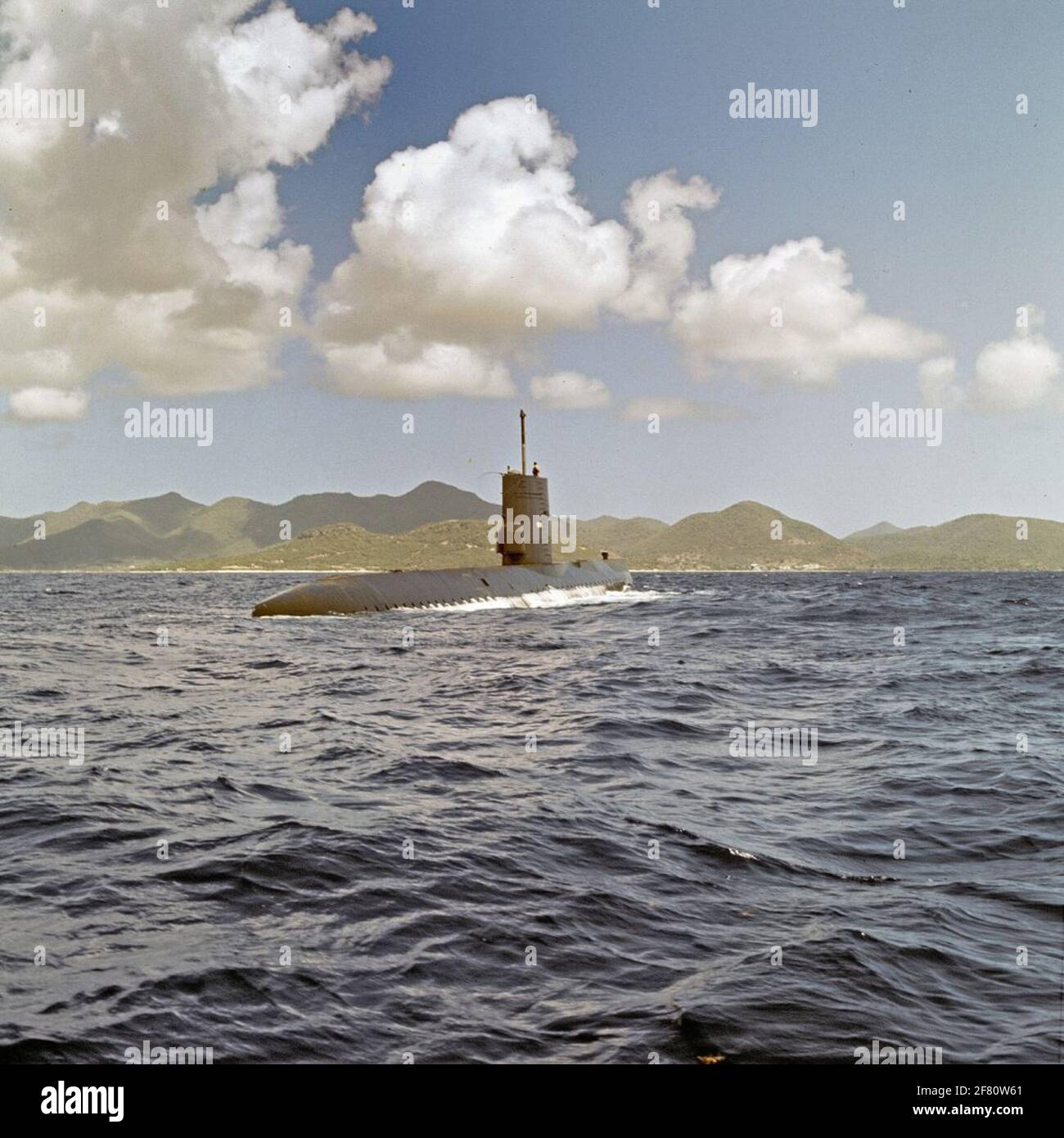 The submarine Hr.Ms. Tuna (1966-1991) at a foreign coast Stock Photo ...
