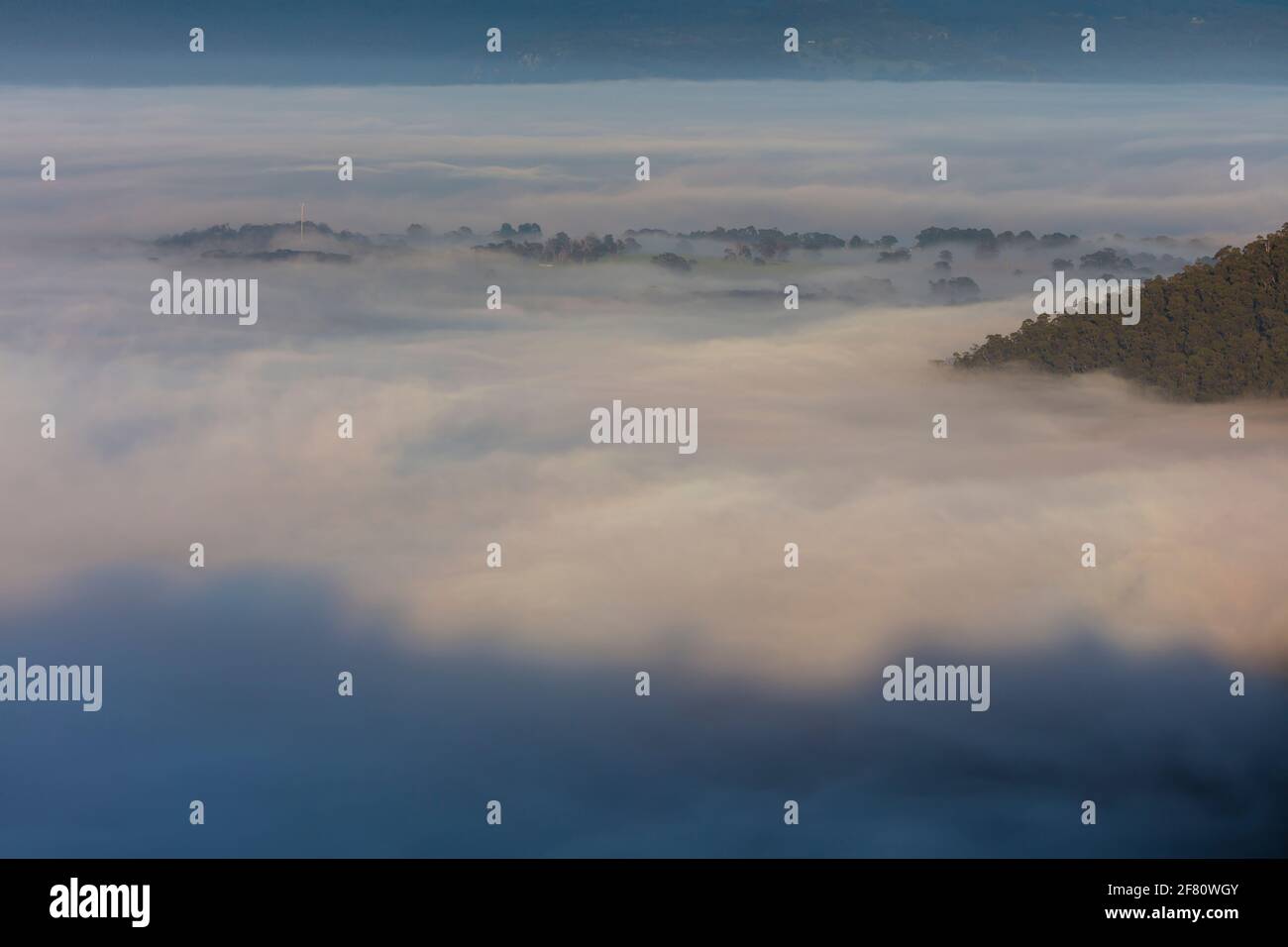 Fog in the Megalong Valley in The Blue Mountains in New South Wales in ...