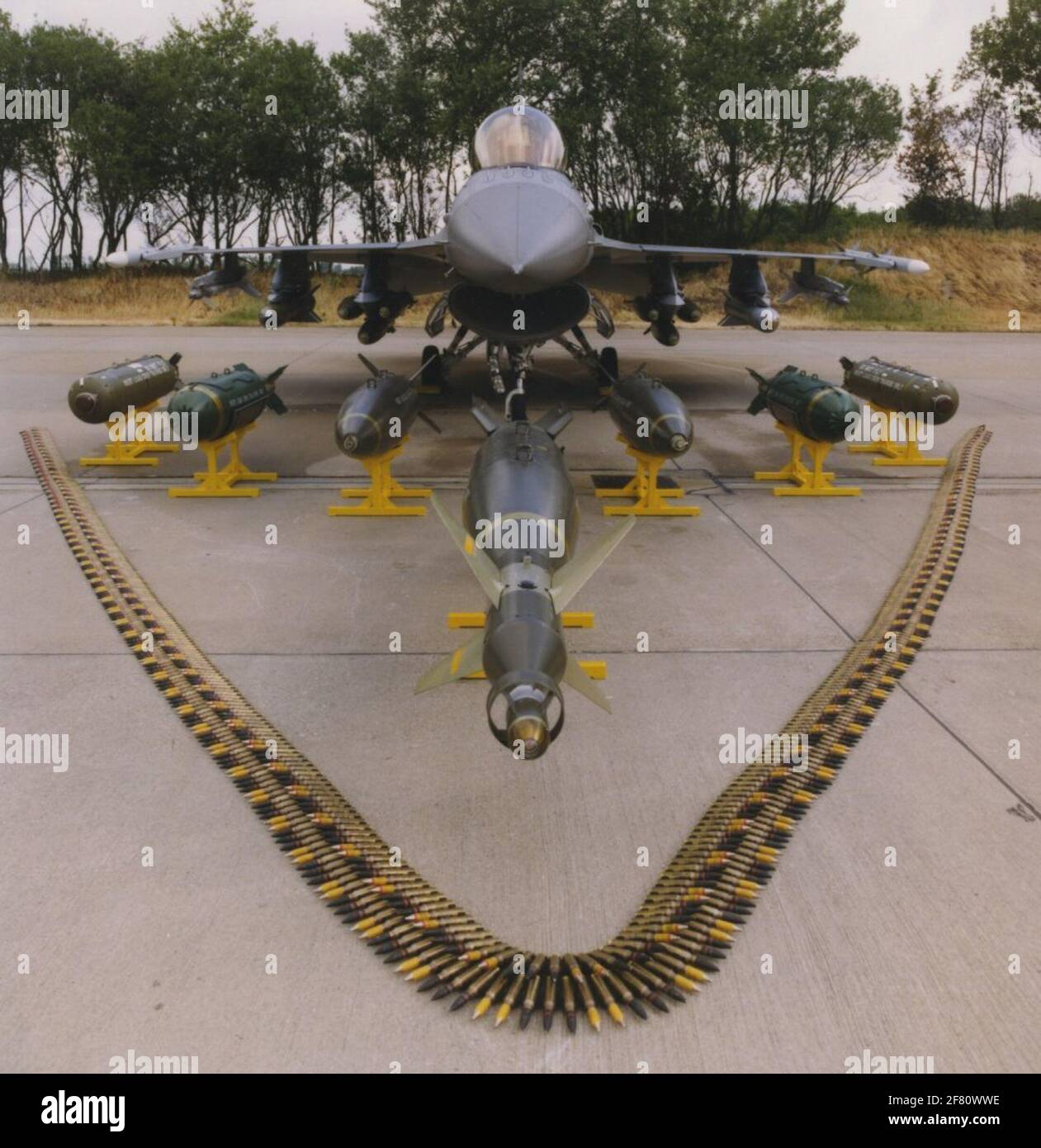 Complete display of ammunition, bombs and air target rockets that have ...