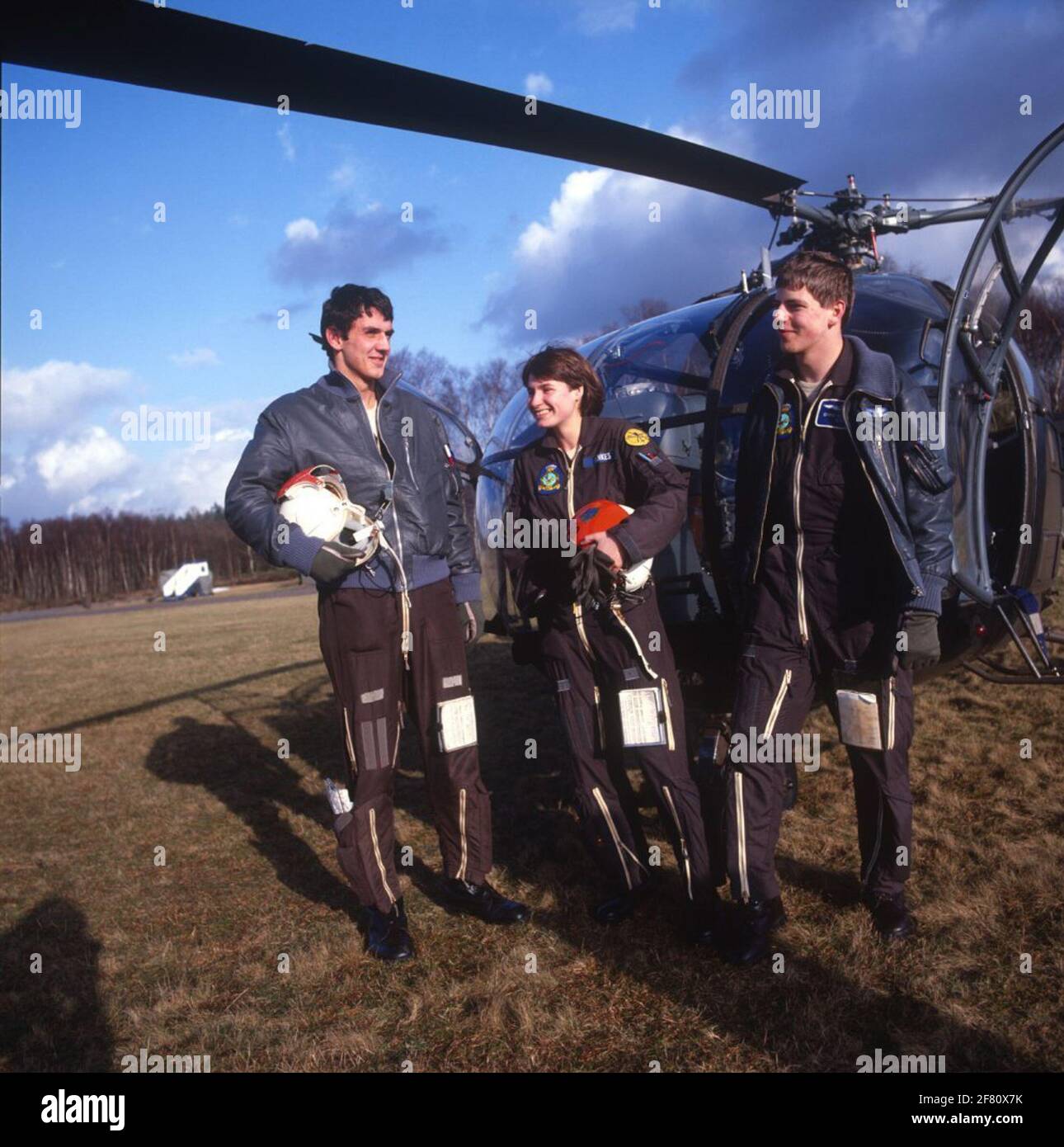 Three helicopter kites of 298 Squadron. Left second lieutenant L. (Laur ...