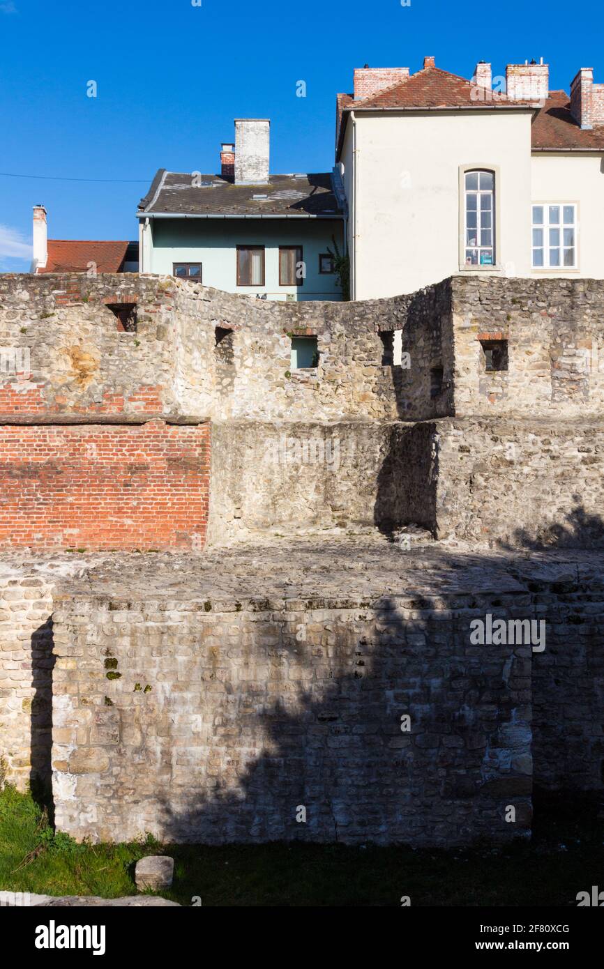 Medieval stone town wall on Ancient Romanian foundation, Sopron ...