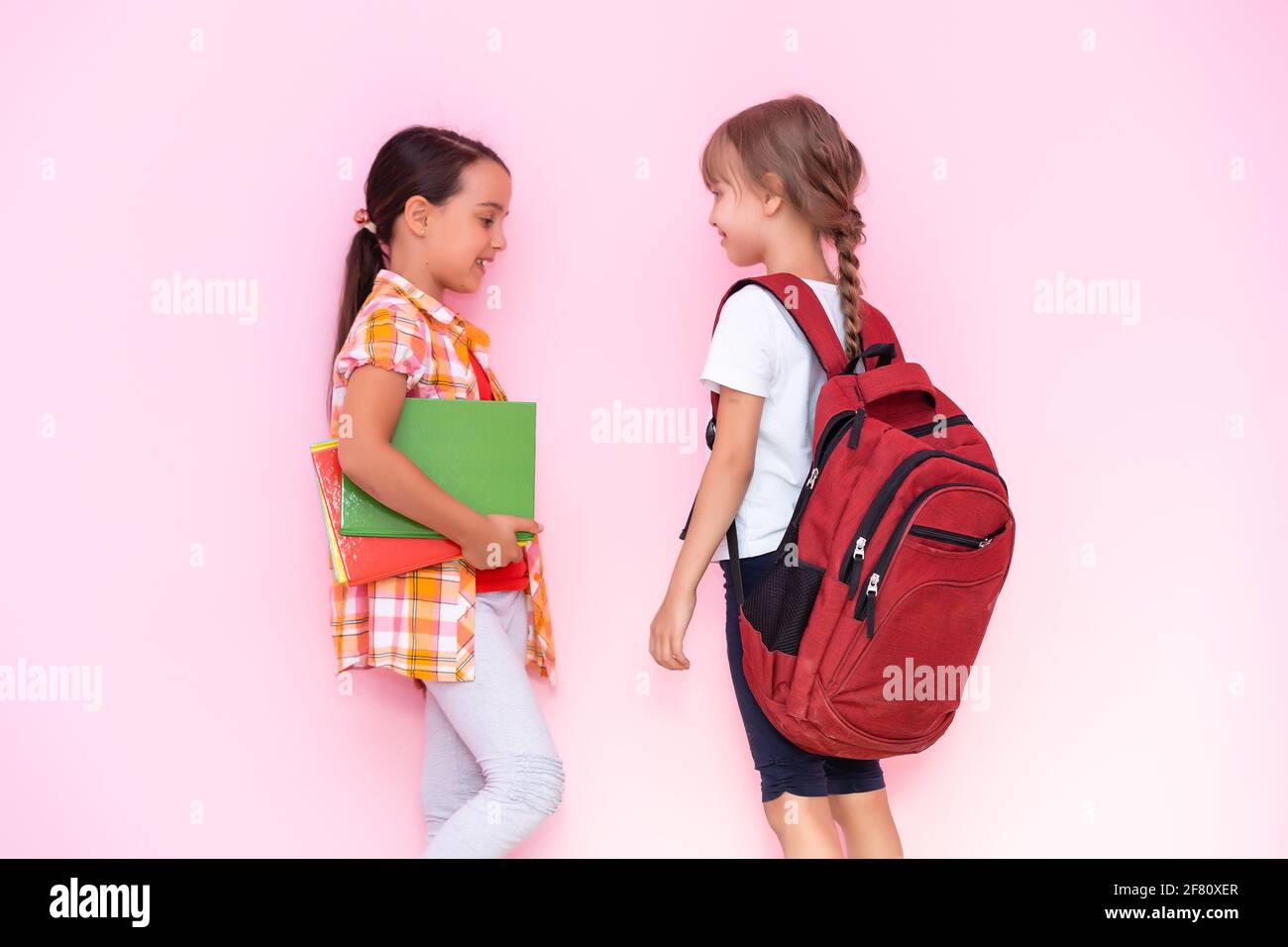 happy little girls with classmates having fun at the School Stock Photo ...