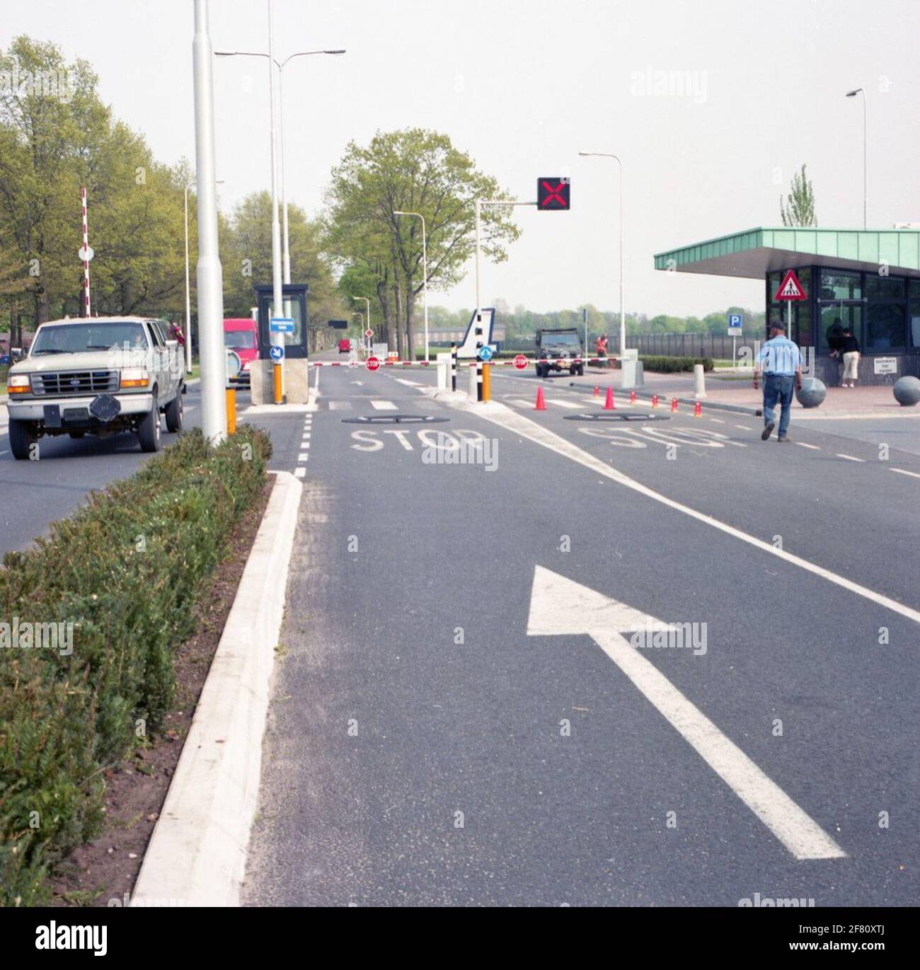 Renewed main gate of the Volkel airbase. Accommodating gate, entrance ...