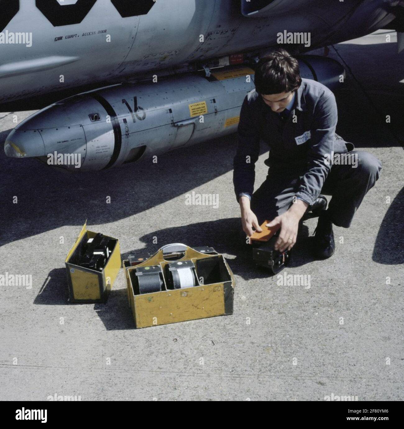 Changing Casettes of the Orpheus Pod under a Lockheed F-104G ...