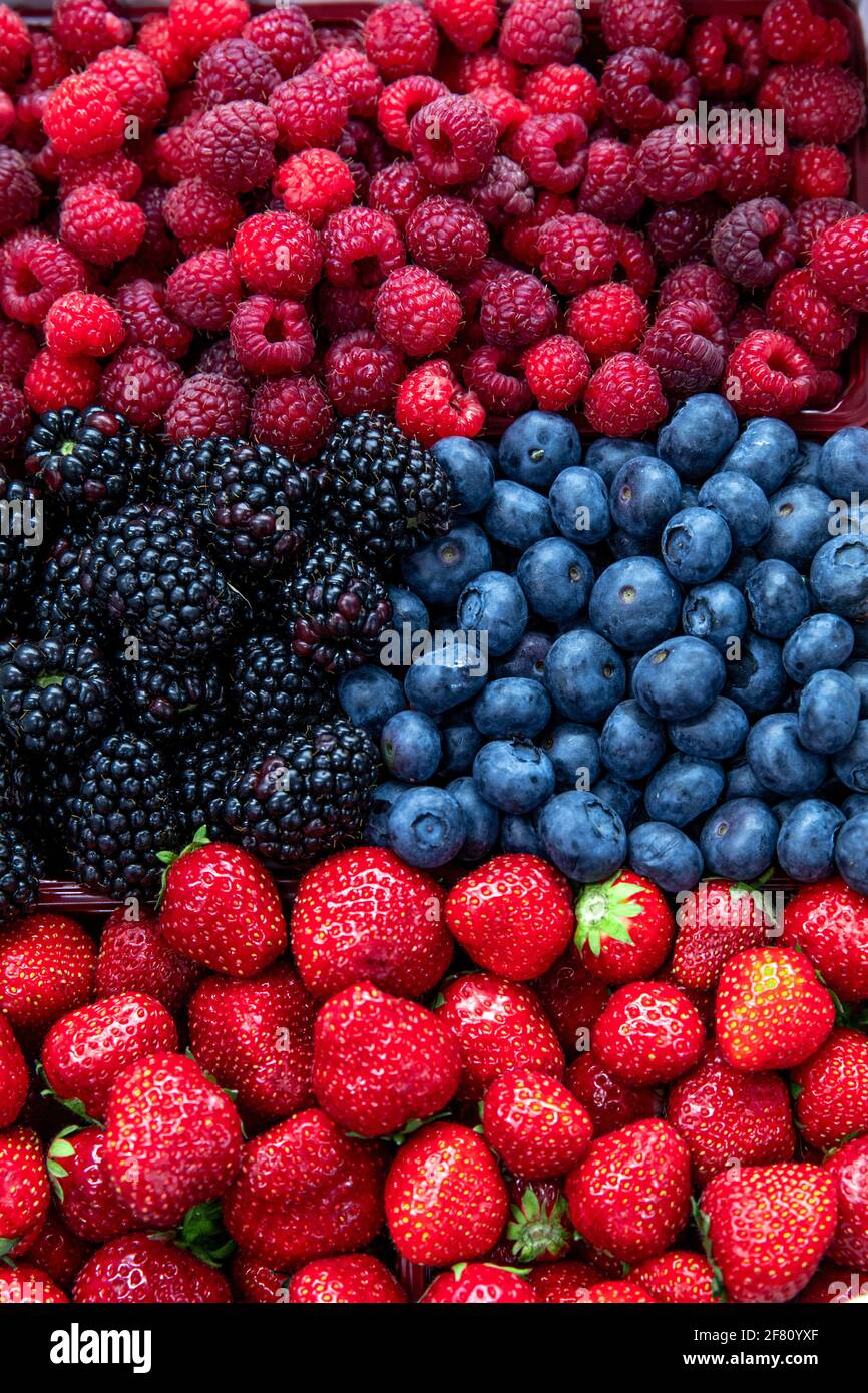 top view of a selection of colourful berries Stock Photo - Alamy