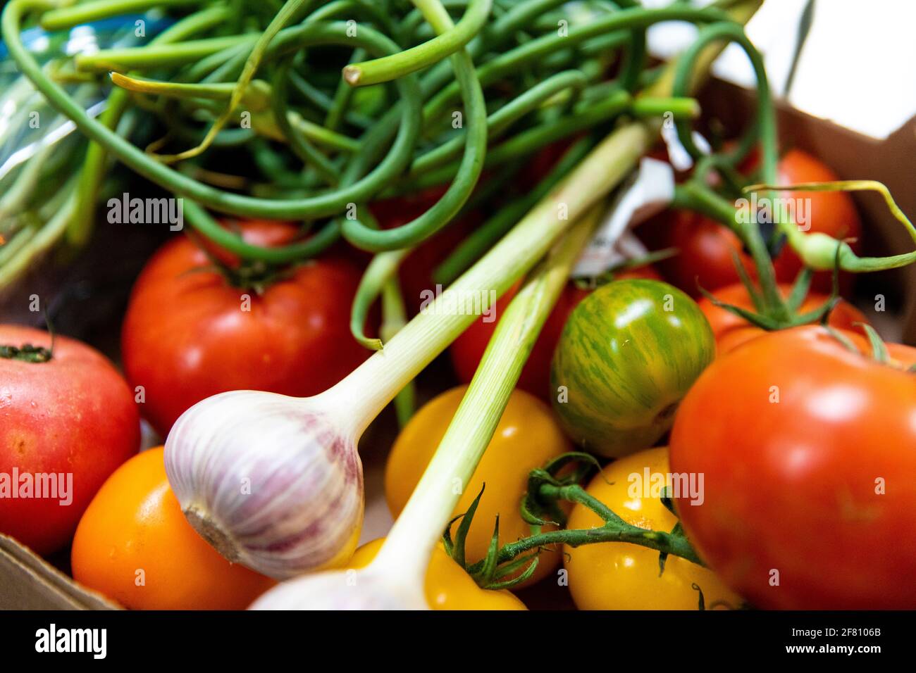 selection of beautiful veggies at the local market ready for a recipe ...