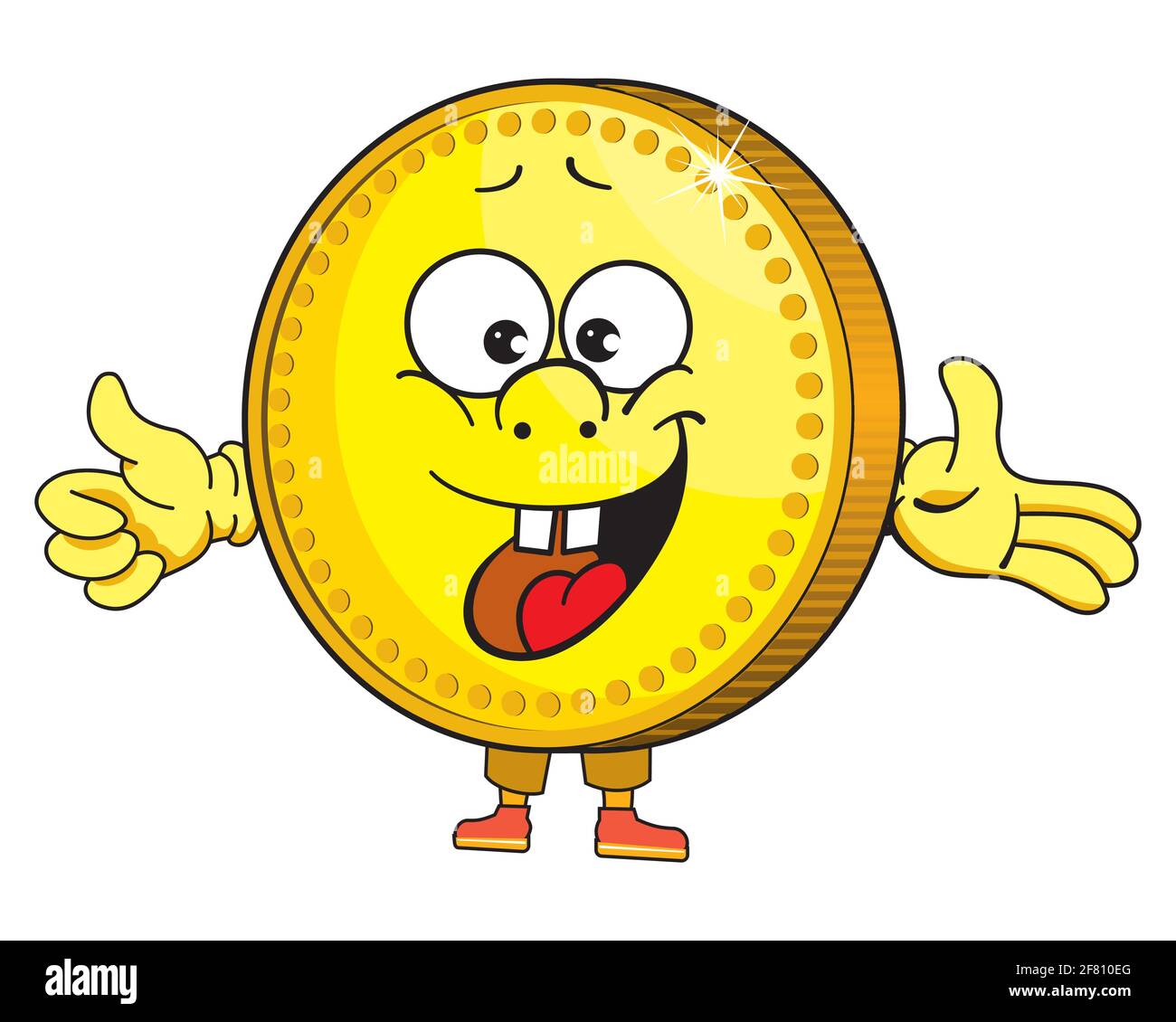 Gold coin, cute cartoon emoticon mascot. Golden Coin Cartoon Character ...