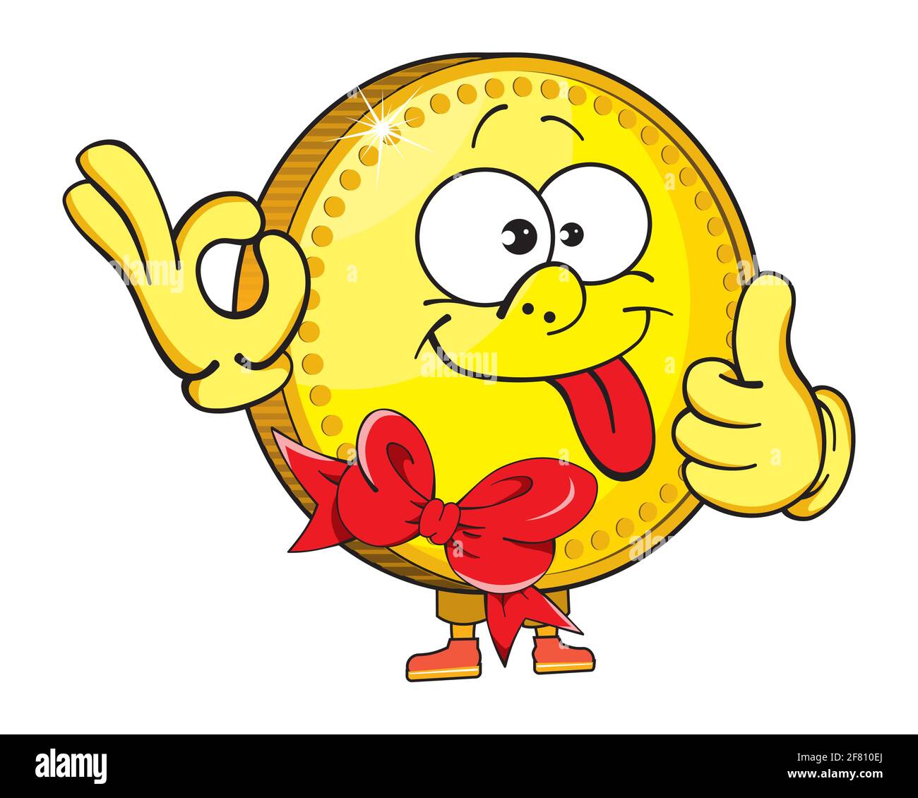 Gold coin, cute cartoon emoticon mascot. Golden Coin Cartoon Character ...