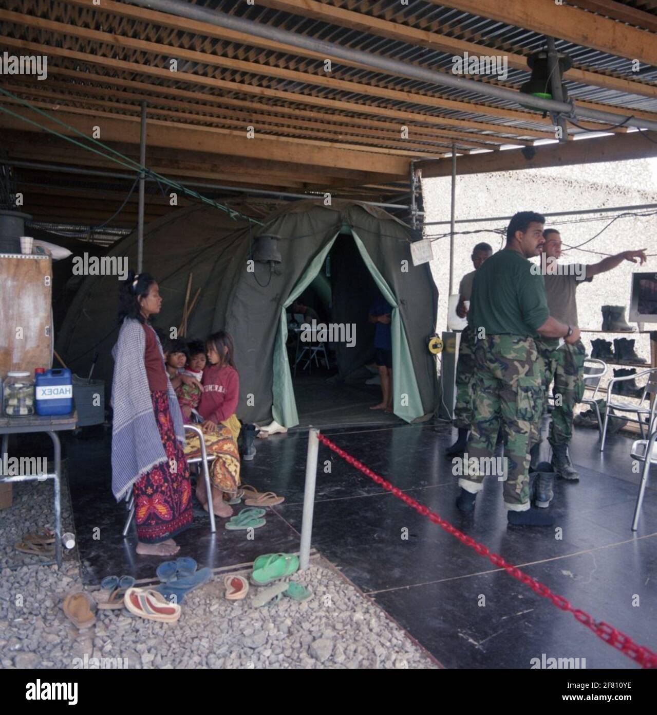 Soldiers of the Marines and Cambodian citizens in an emergency section ...
