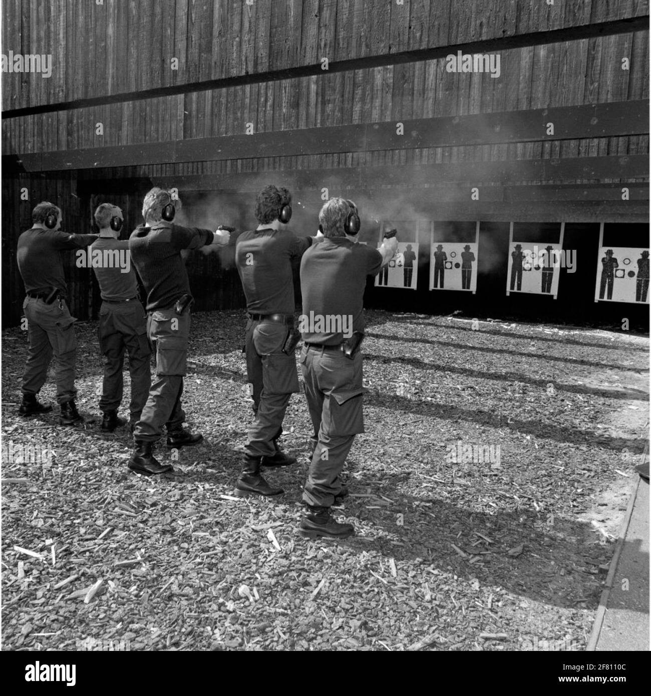 Pistol shooting on the shooting range in April 1990 Stock Photo - Alamy