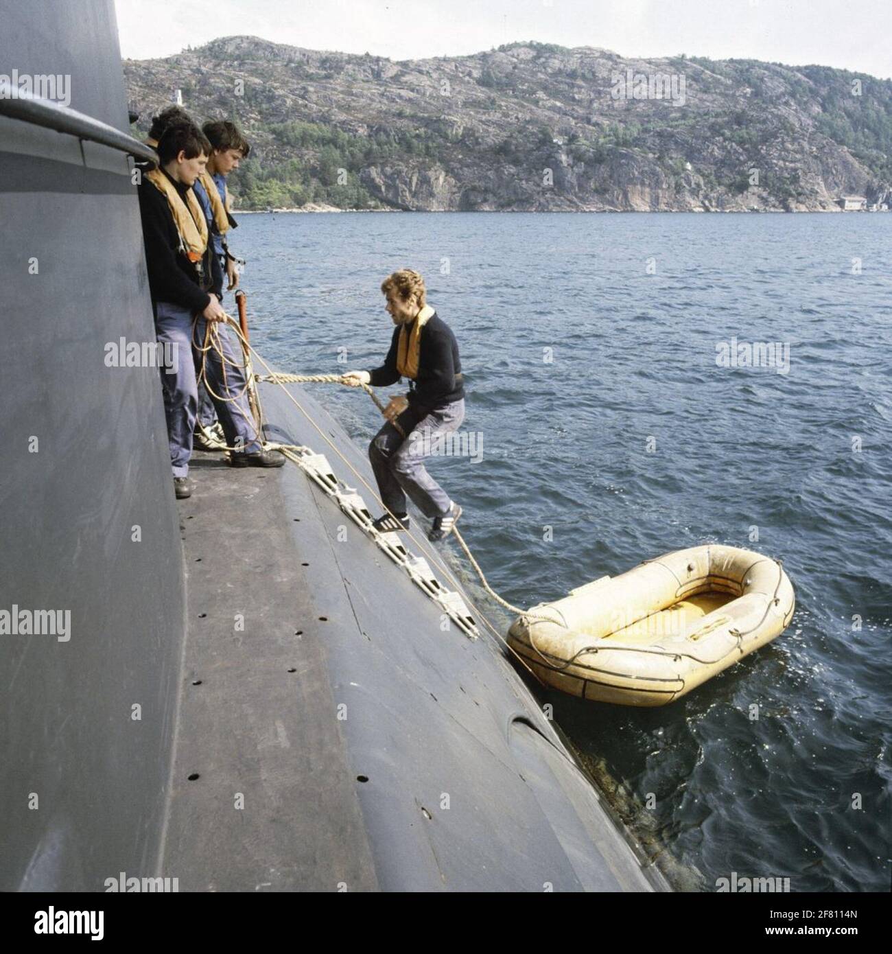 The submarine Hr.Ms. Tiger shark (1972-1995) in a foreign port Stock ...
