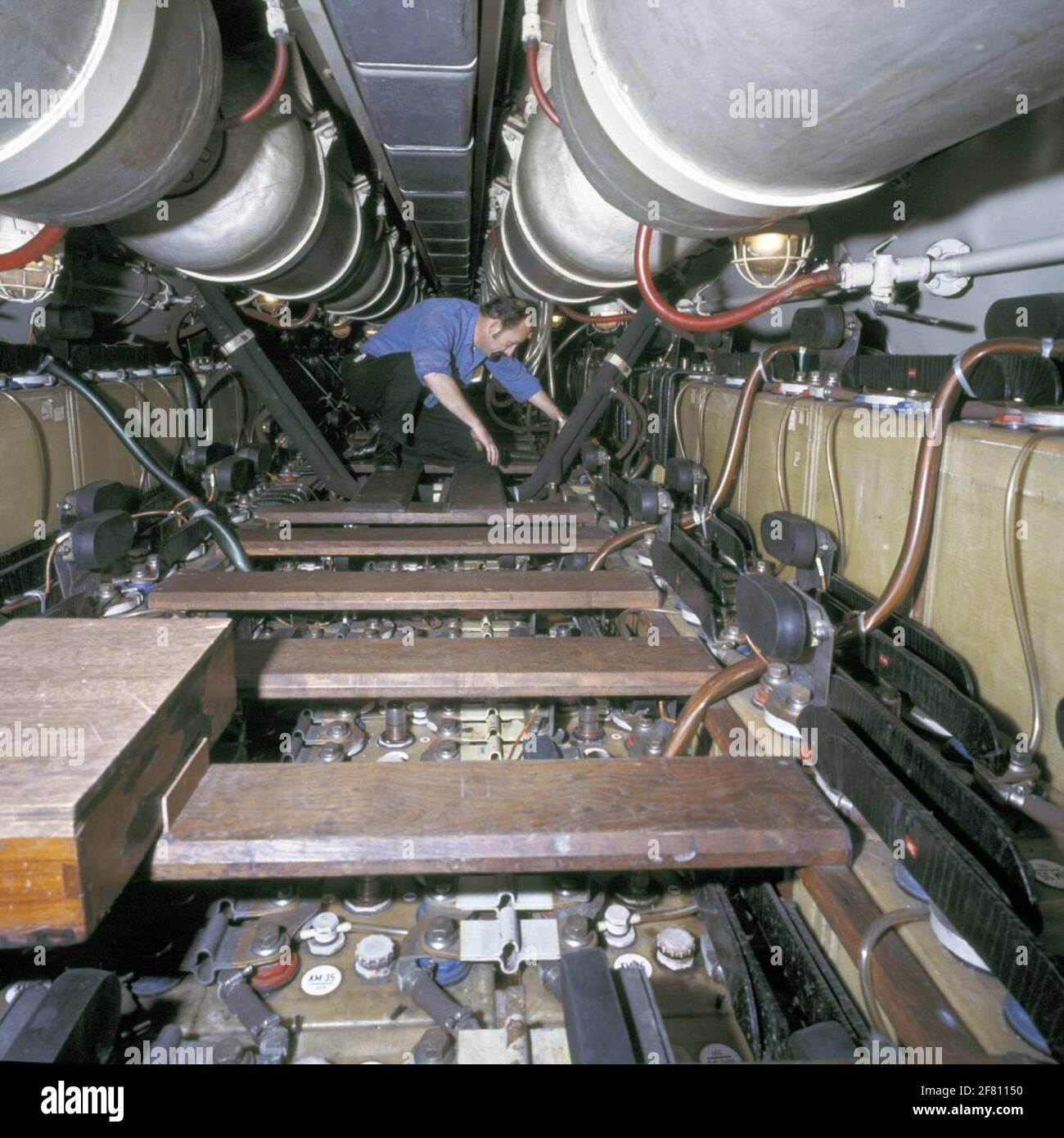 The battery room of the submarine Hr.Ms. Tuna (1966-1991 Stock Photo ...