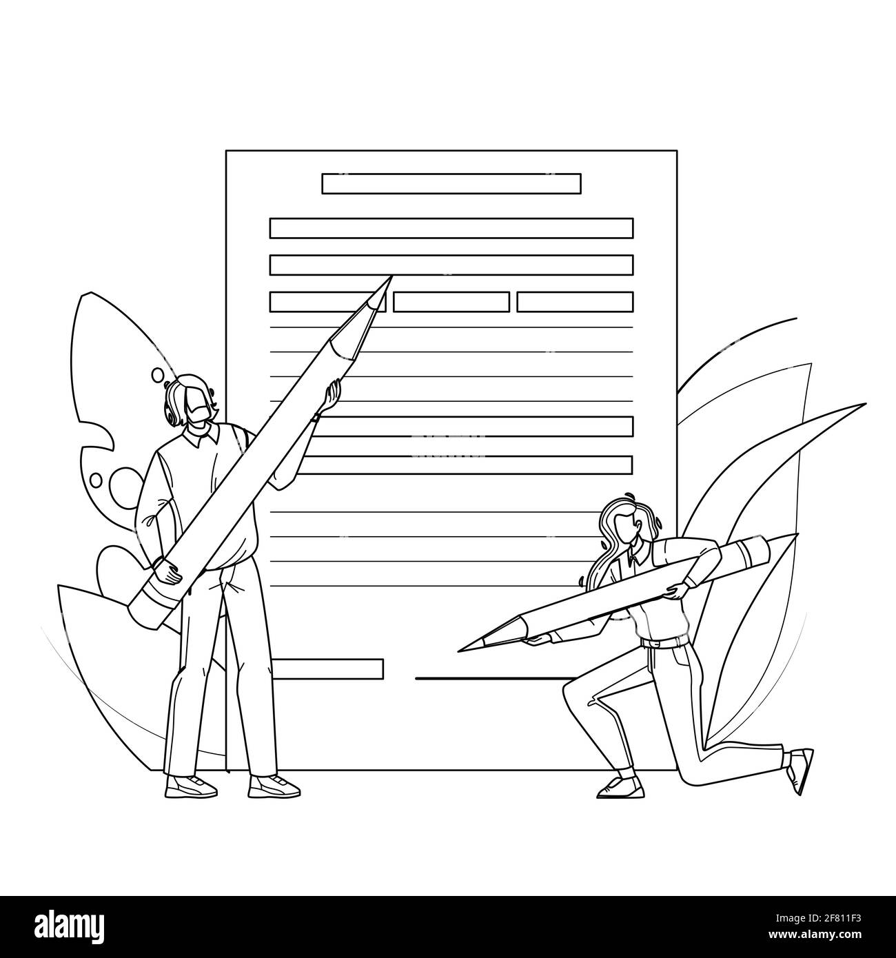 Application Form Filling People With Pencil Vector Stock Vector Image ...