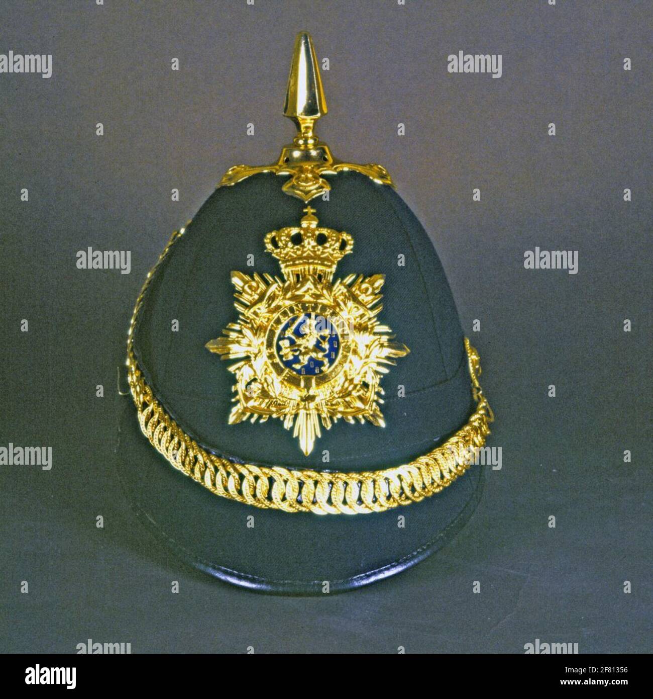 Marine Museum in Rotterdam. A ceremonial helmet from the Marines Corps ...