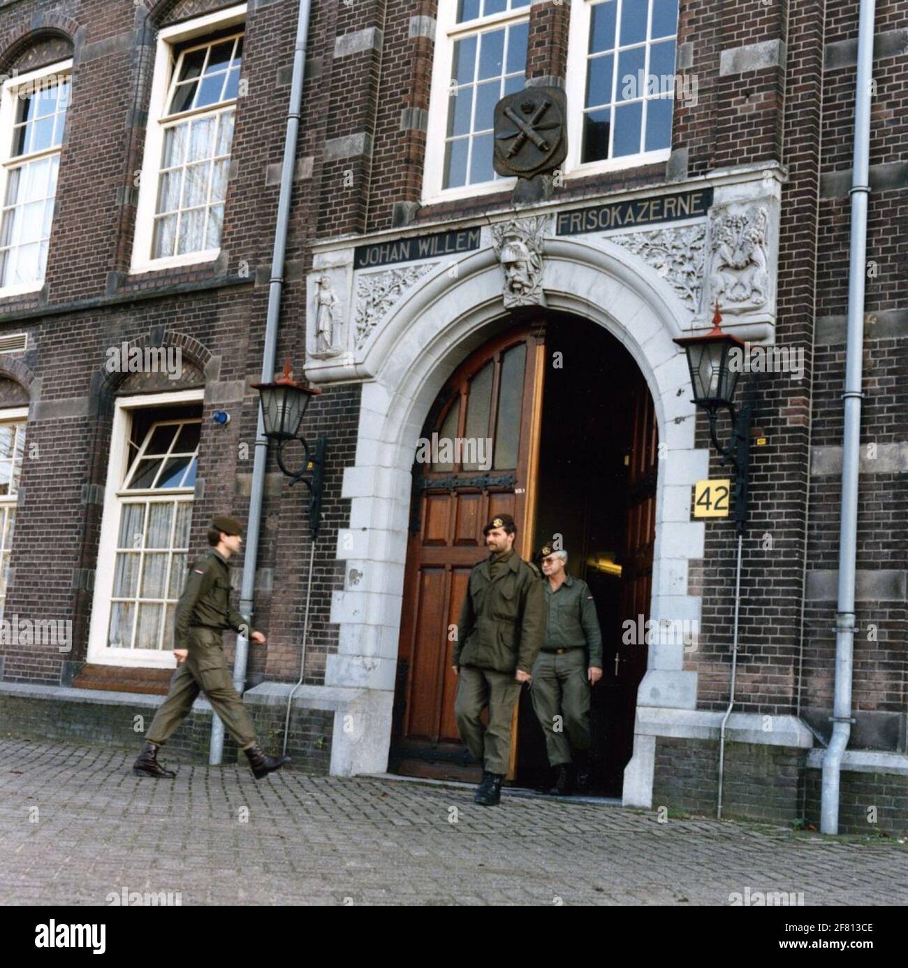 Main entrance of building 42 on the Johan Willem Frisokazerne in Ede ...