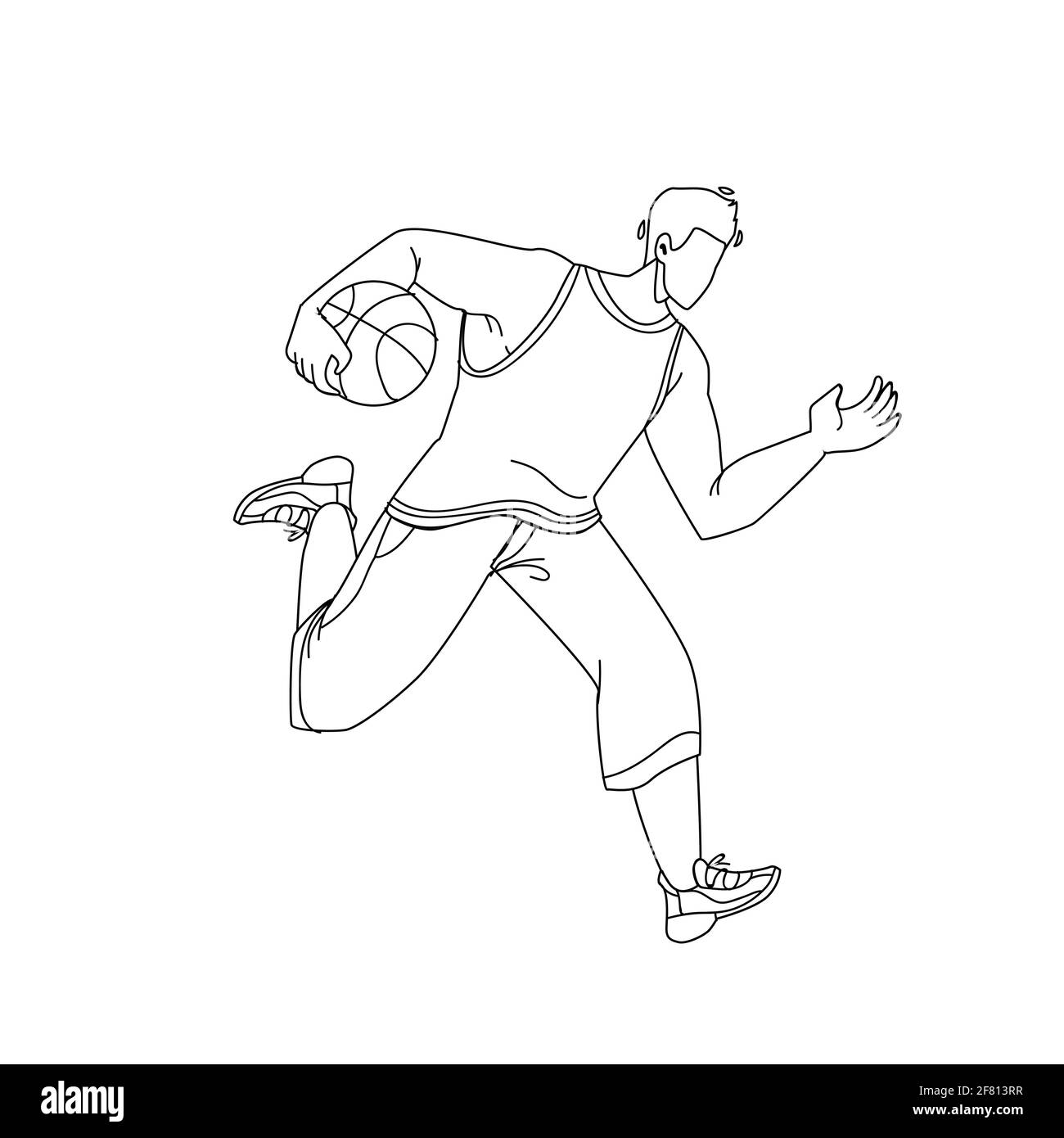 Basketball Player Man Running With Ball Vector Stock Vector Image & Art ...