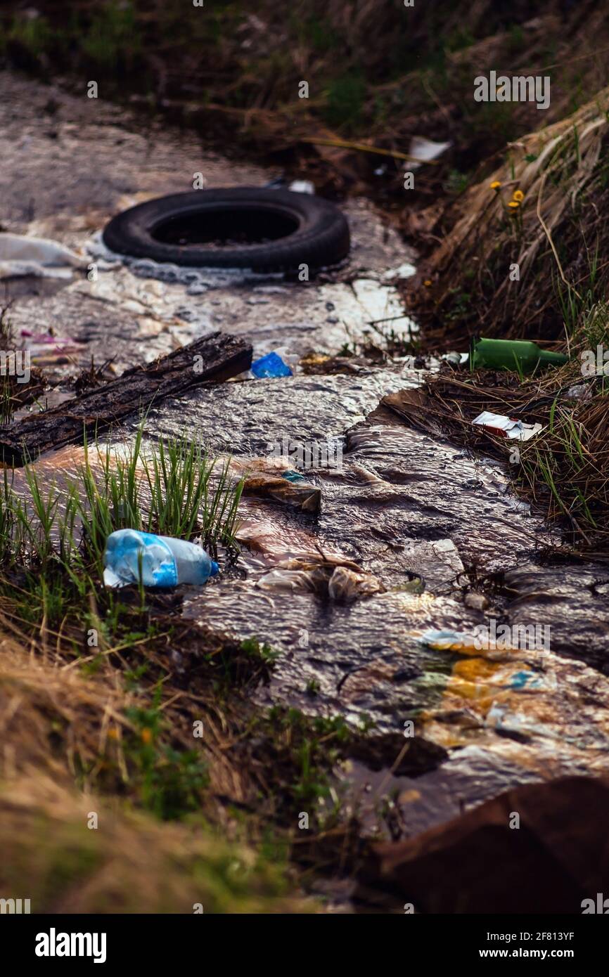 River filled with plastic garbage Stock Photo - Alamy
