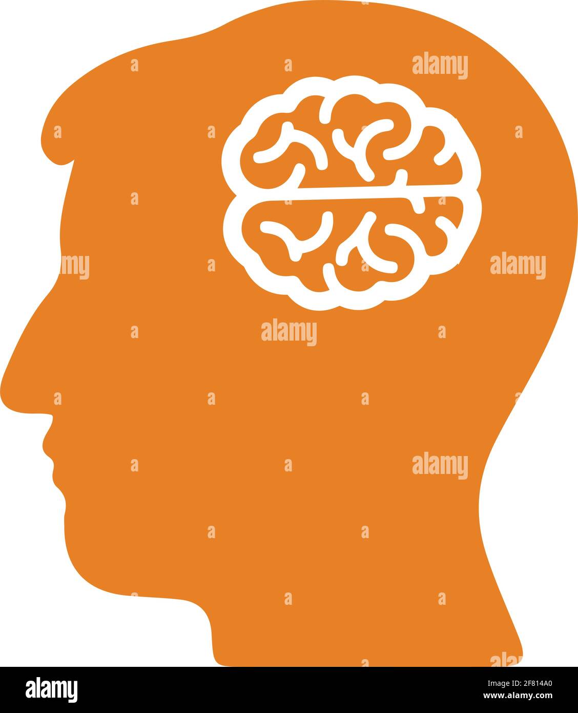 Head, brain organ, brainstorming icon is isolated on white background ...