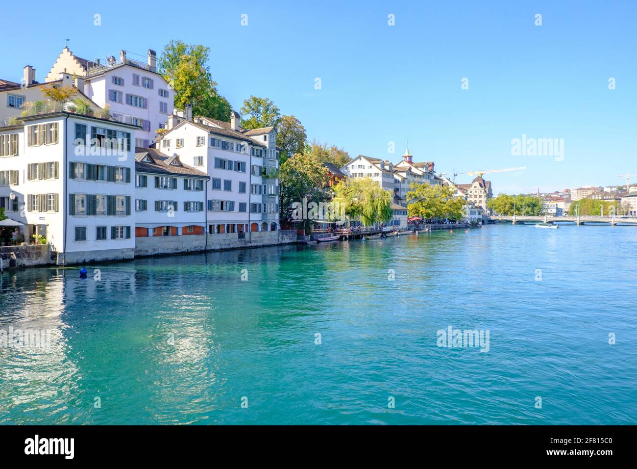 Central Zurich by the clean water in Zurich, Switzerland in September ...