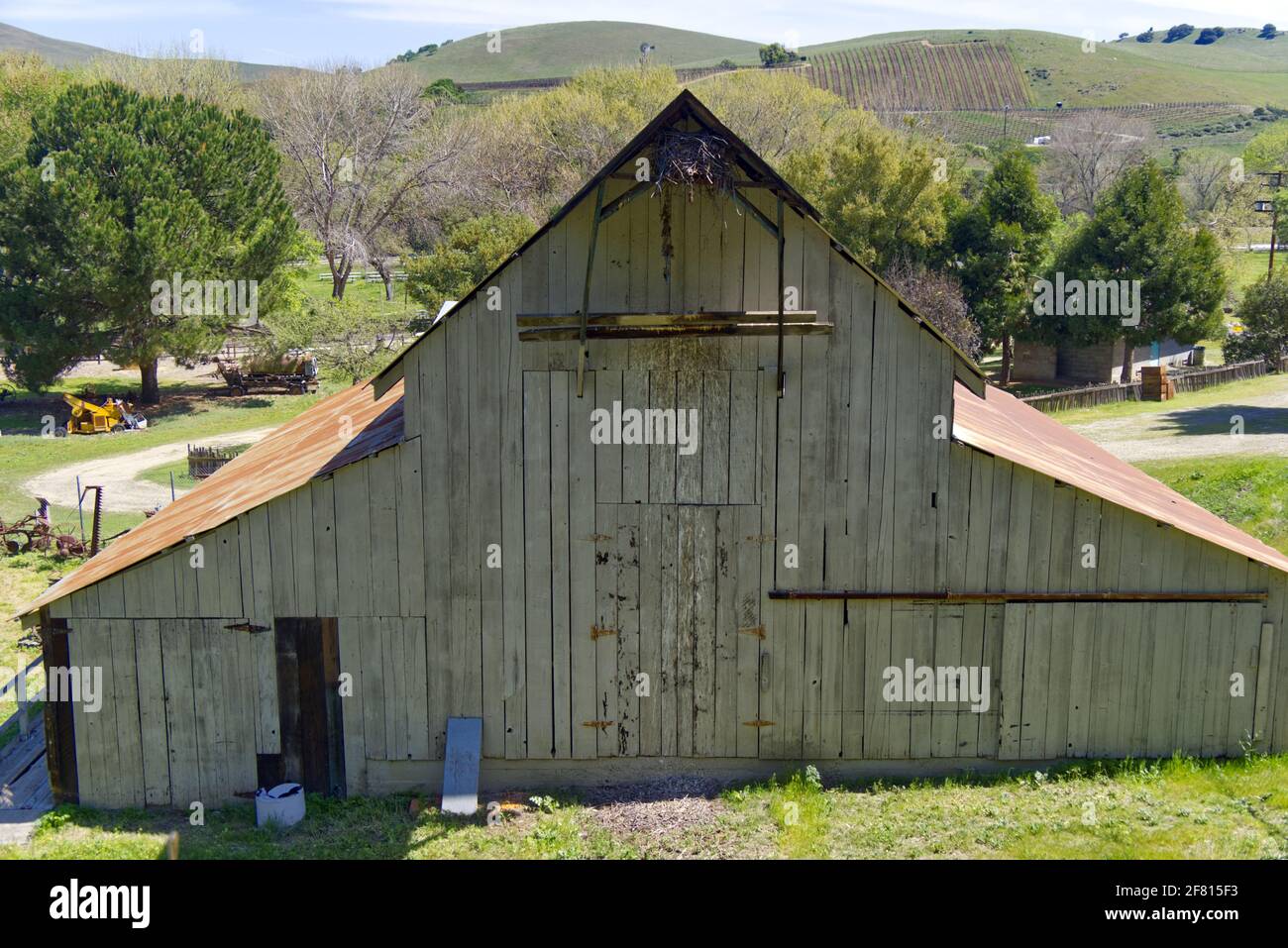 Crows Nest on the Old Barn in Central California Stock Photo - Alamy