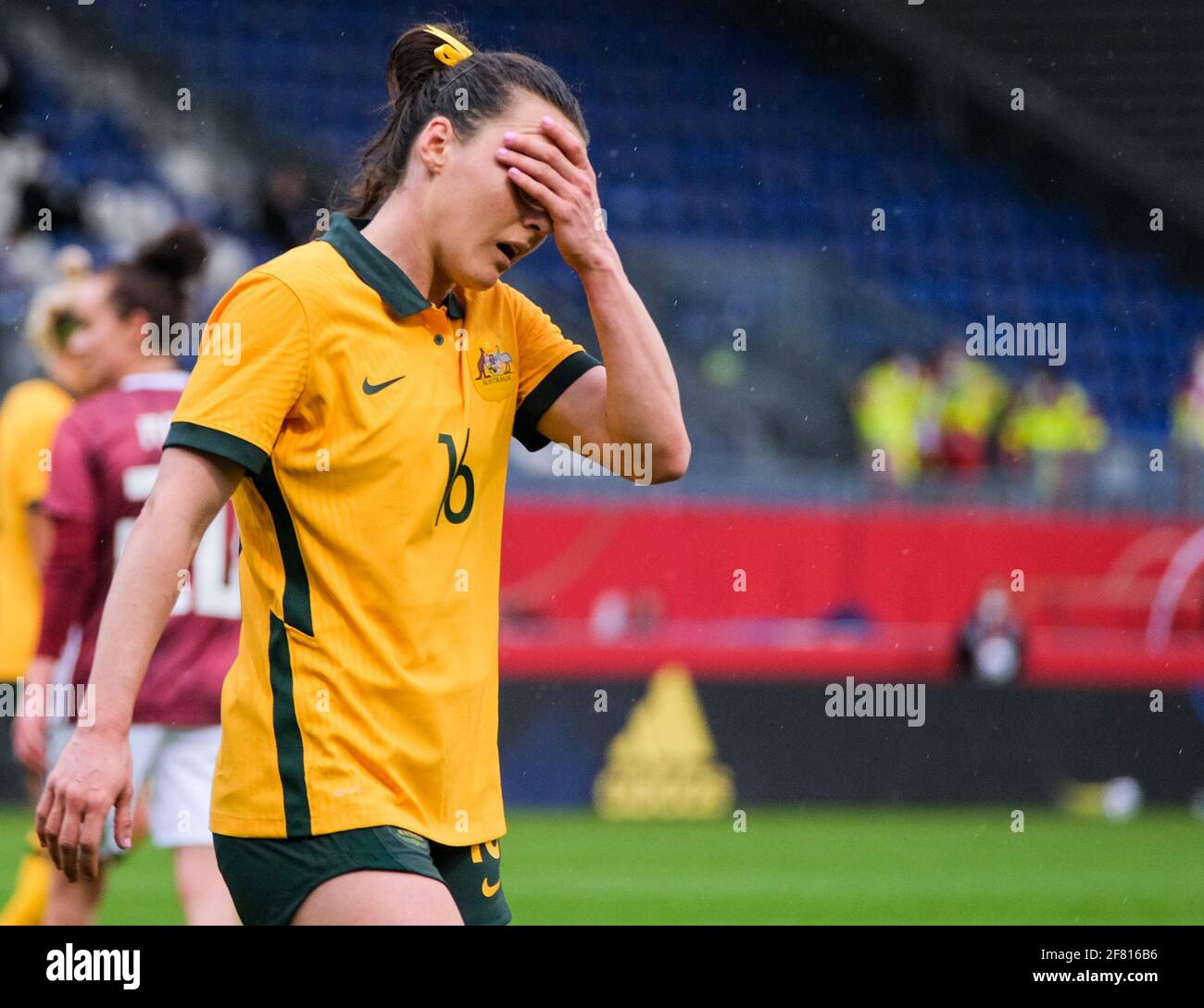 Wiesbaden, Germany . 10th Apr, 2021. Hayley Raso (16 Australia ) during ...