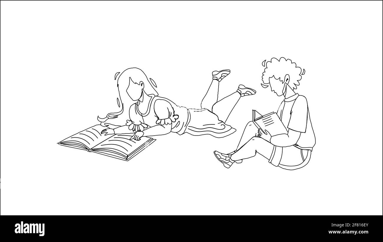 Children Read Information In Education Book Vector Stock Vector Image ...