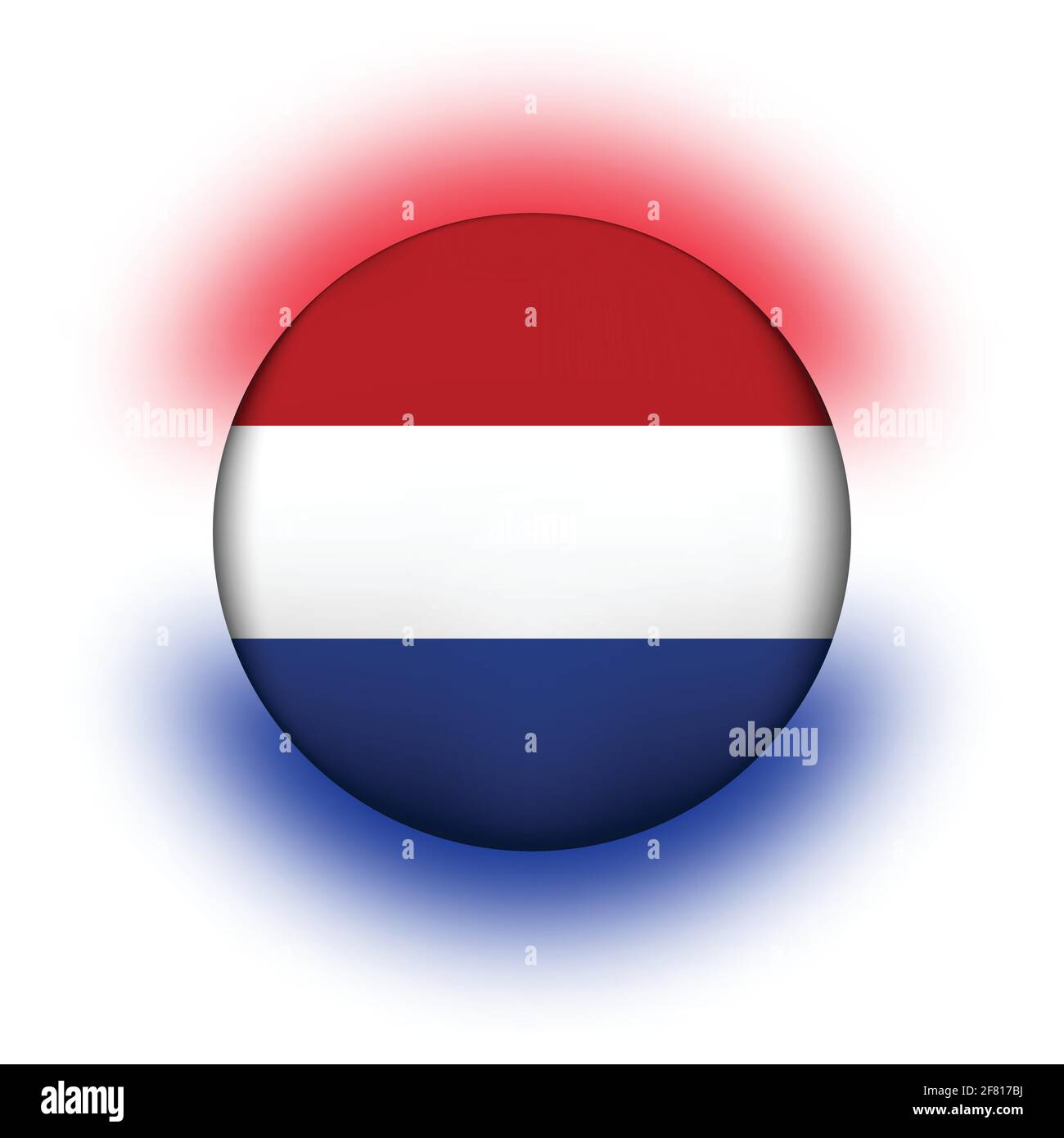 Glass light ball with flag of Netherlands. Round sphere, template icon ...