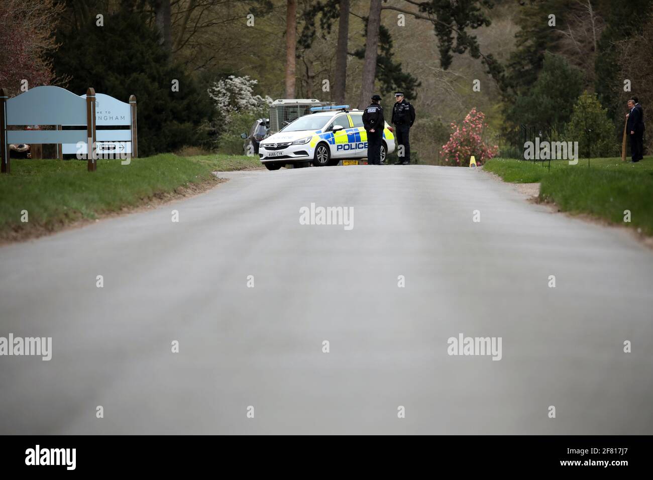 Sandringham, UK. 09th Apr, 2021. Police presence at Sandringham is very ...