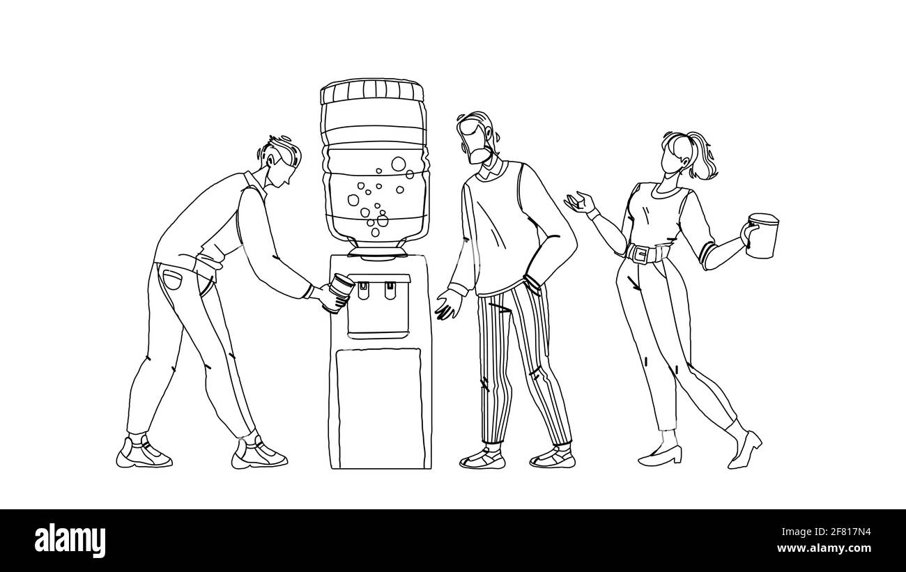 People Drinking Fresh Water From Cooler Vector Stock Vector Image & Art ...